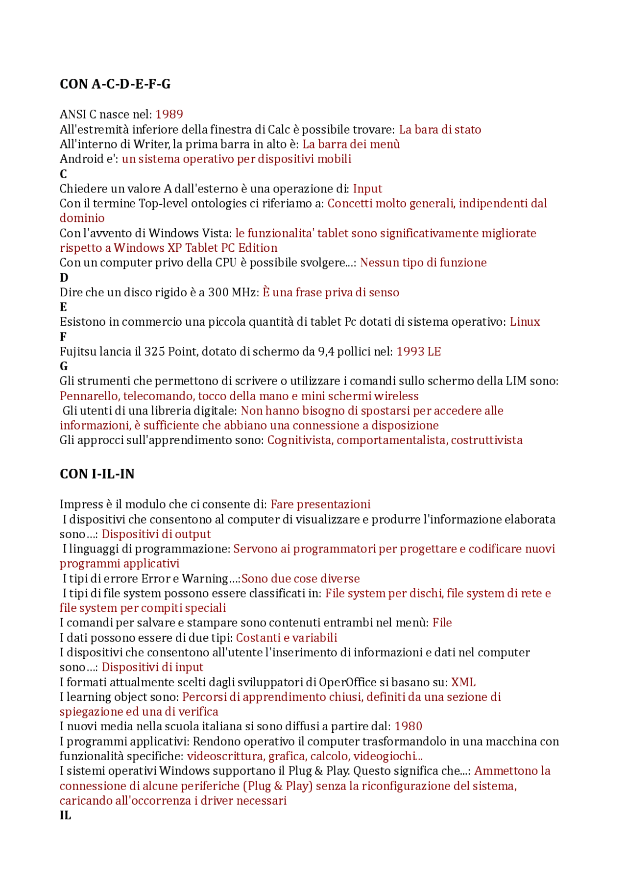 Esame Informatica In Ordine Alfabetico Docsity
