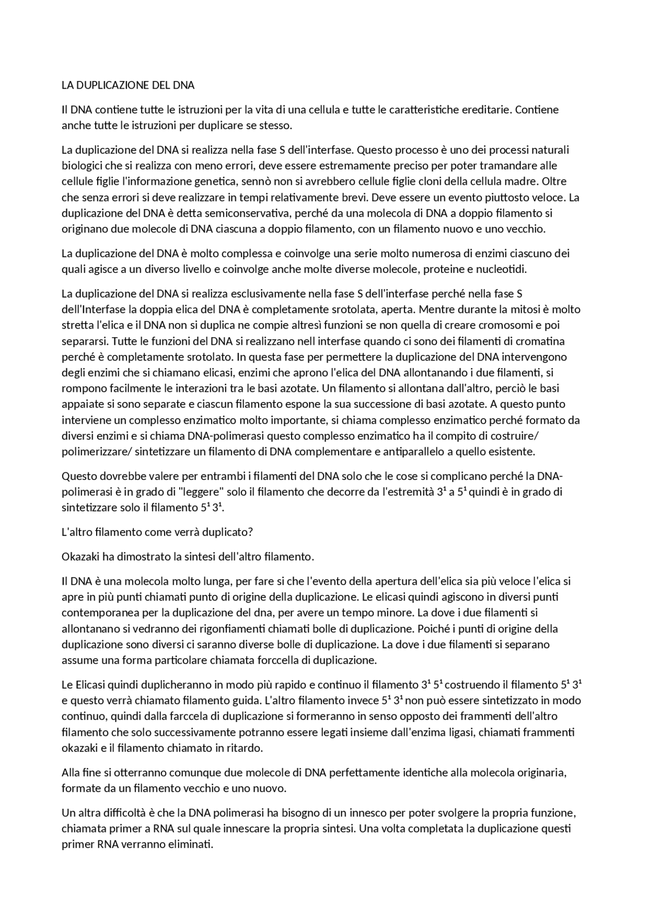 Duplicazione Del Dna Docsity