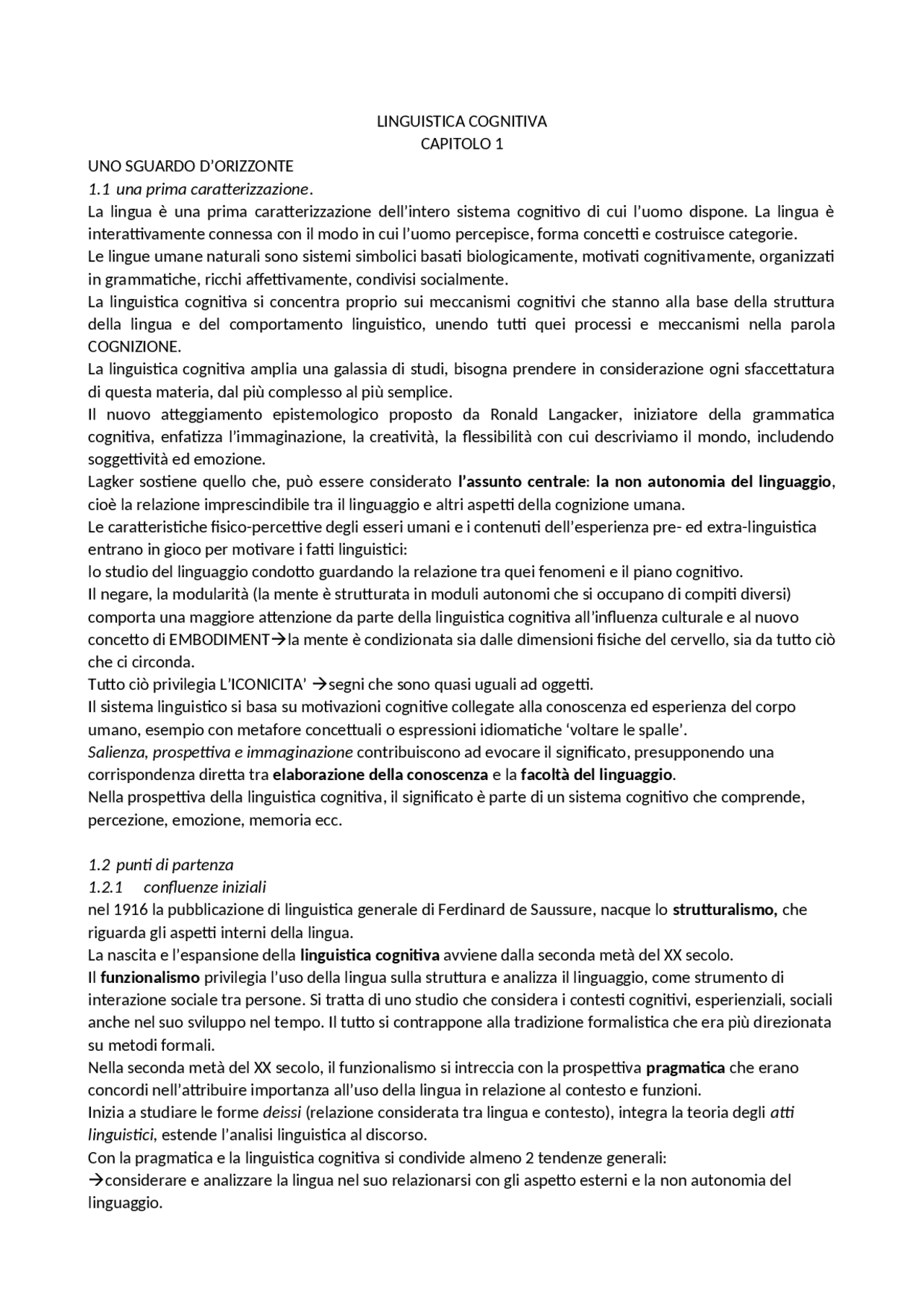 Linguistica Cognitiva Docsity