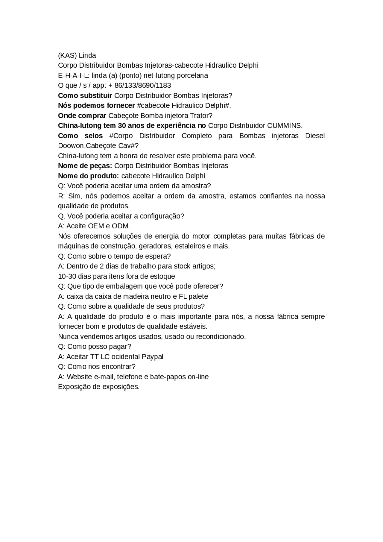Corpo Distribuidor Bombas Injetoras Cabecote Hidraulico Delphi Docsity