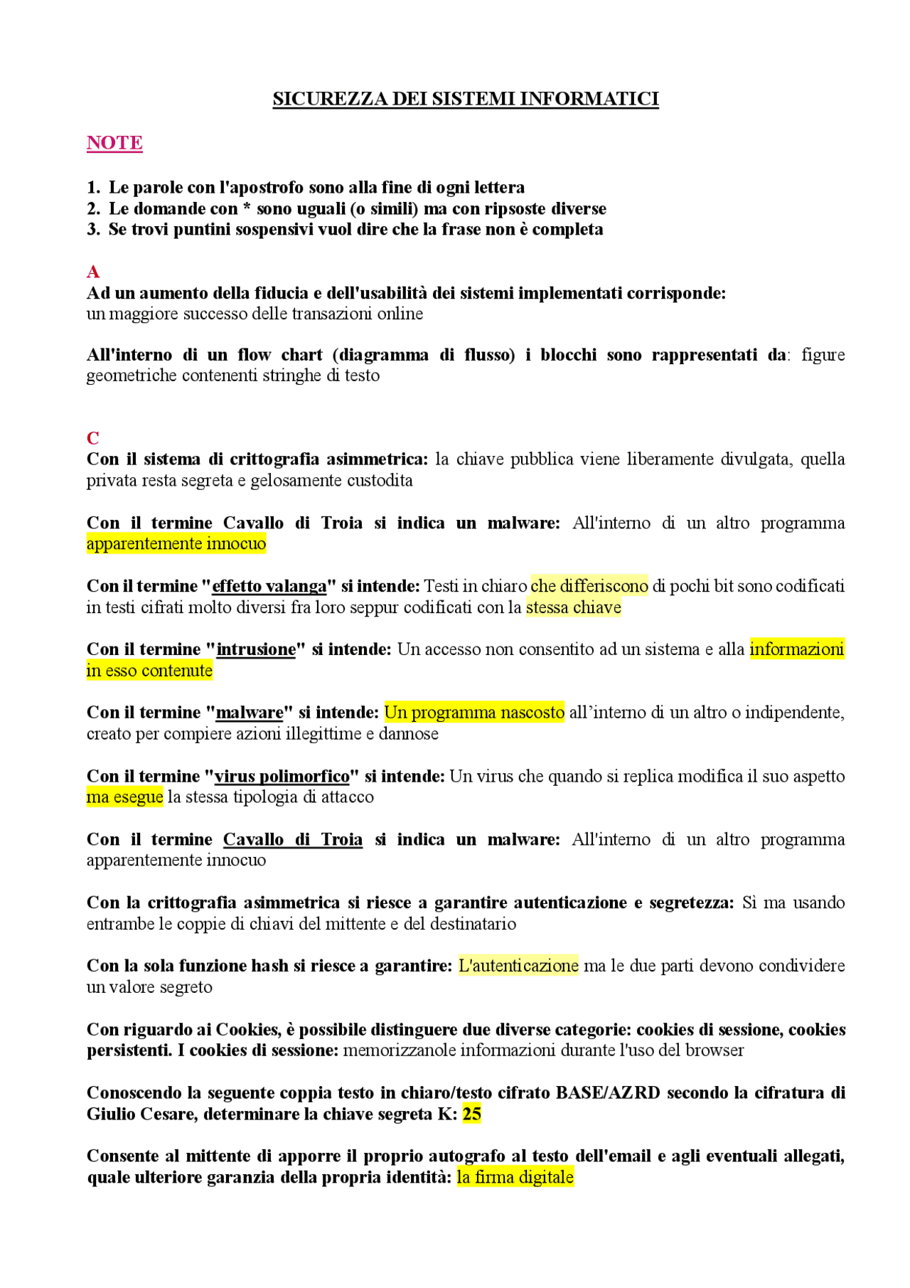 Sicurezza Dei Sistemi Informatici Docsity