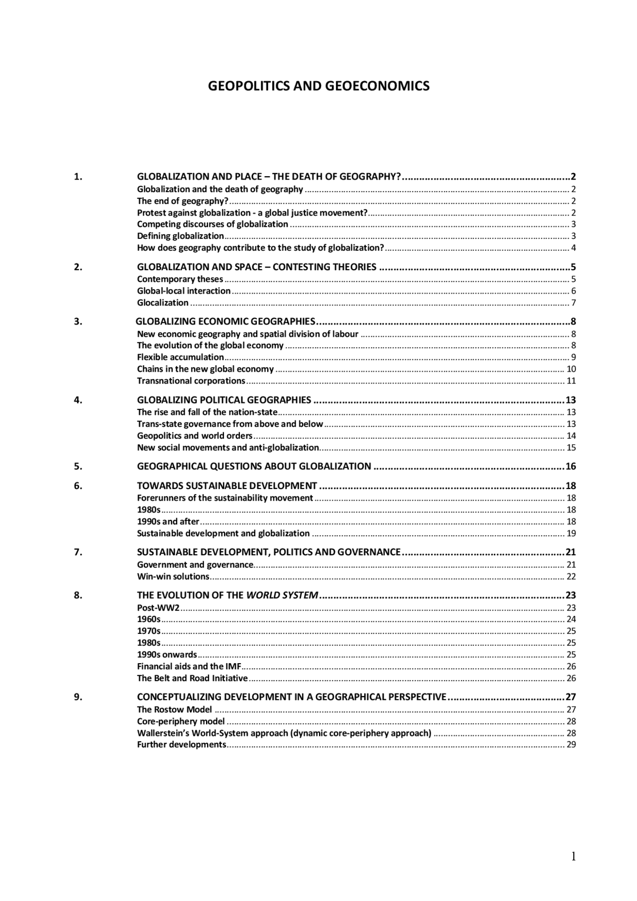 Geopolitics and Geoeconomics - Docsity