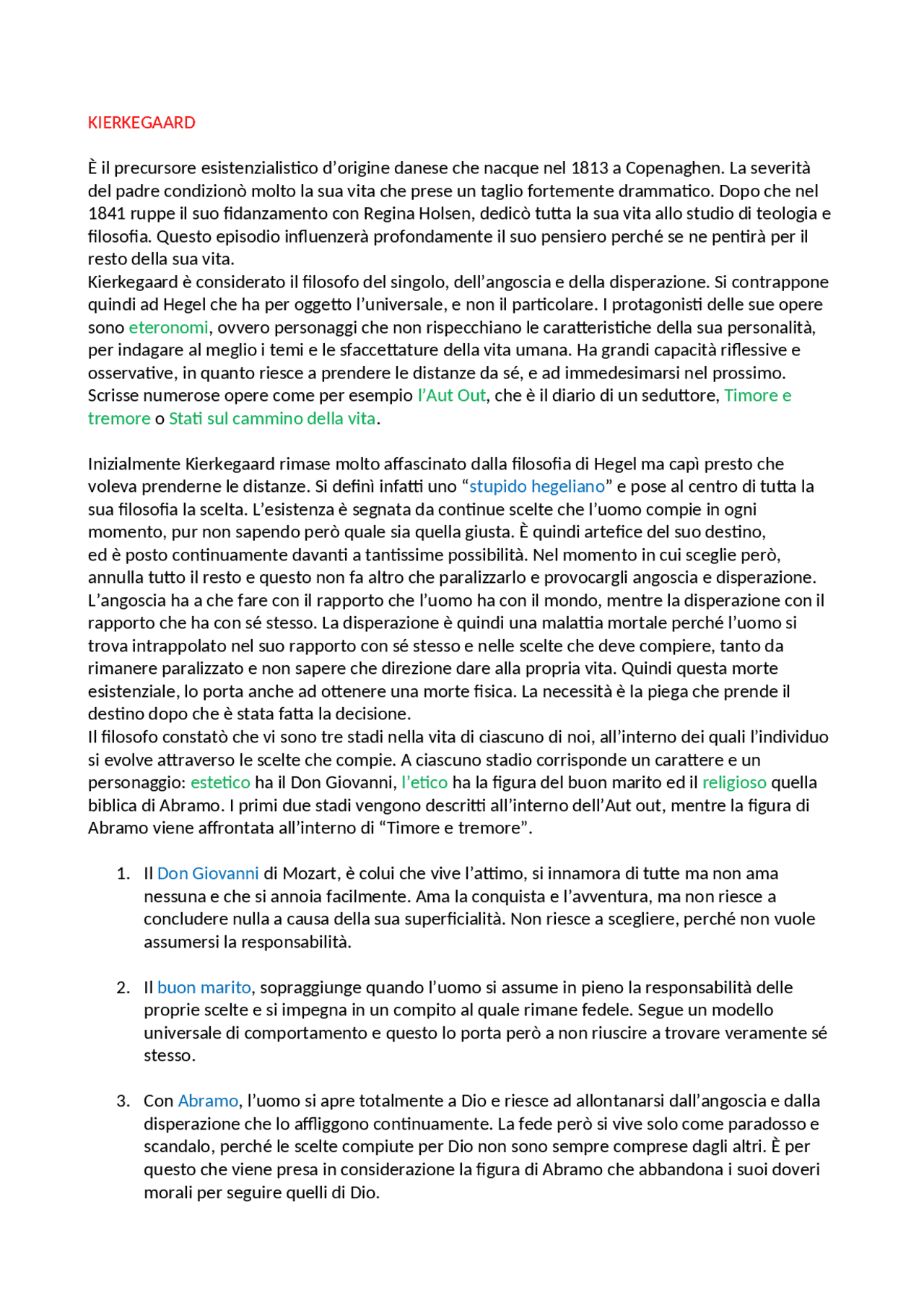 Kierkegaard e il suo pensiero - Docsity
