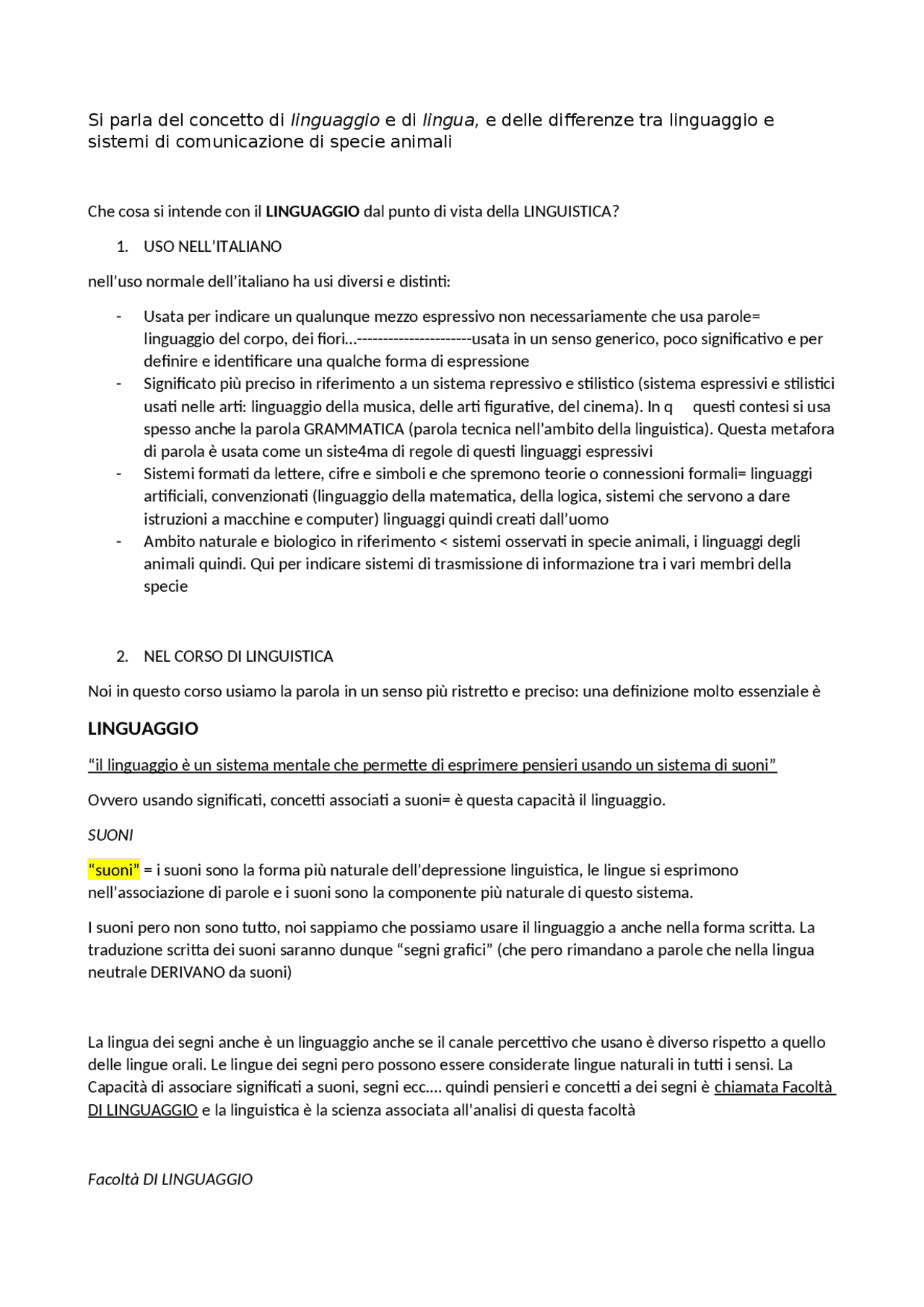 Appunti Di Linguistica Generale Prima Parte Docsity