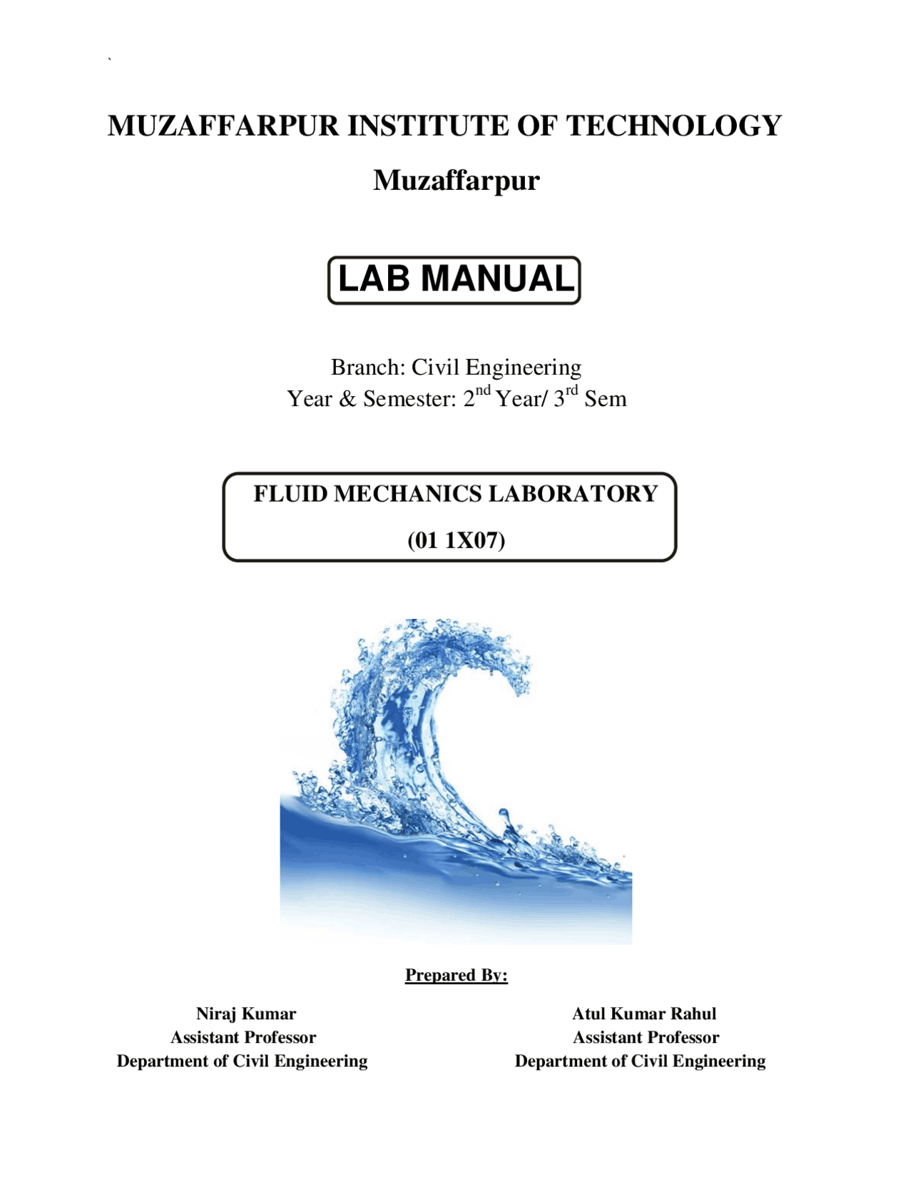 Fluid Mechanics Lab: Floating Bodies Stability, Notch Flow, Bernoulli's ...