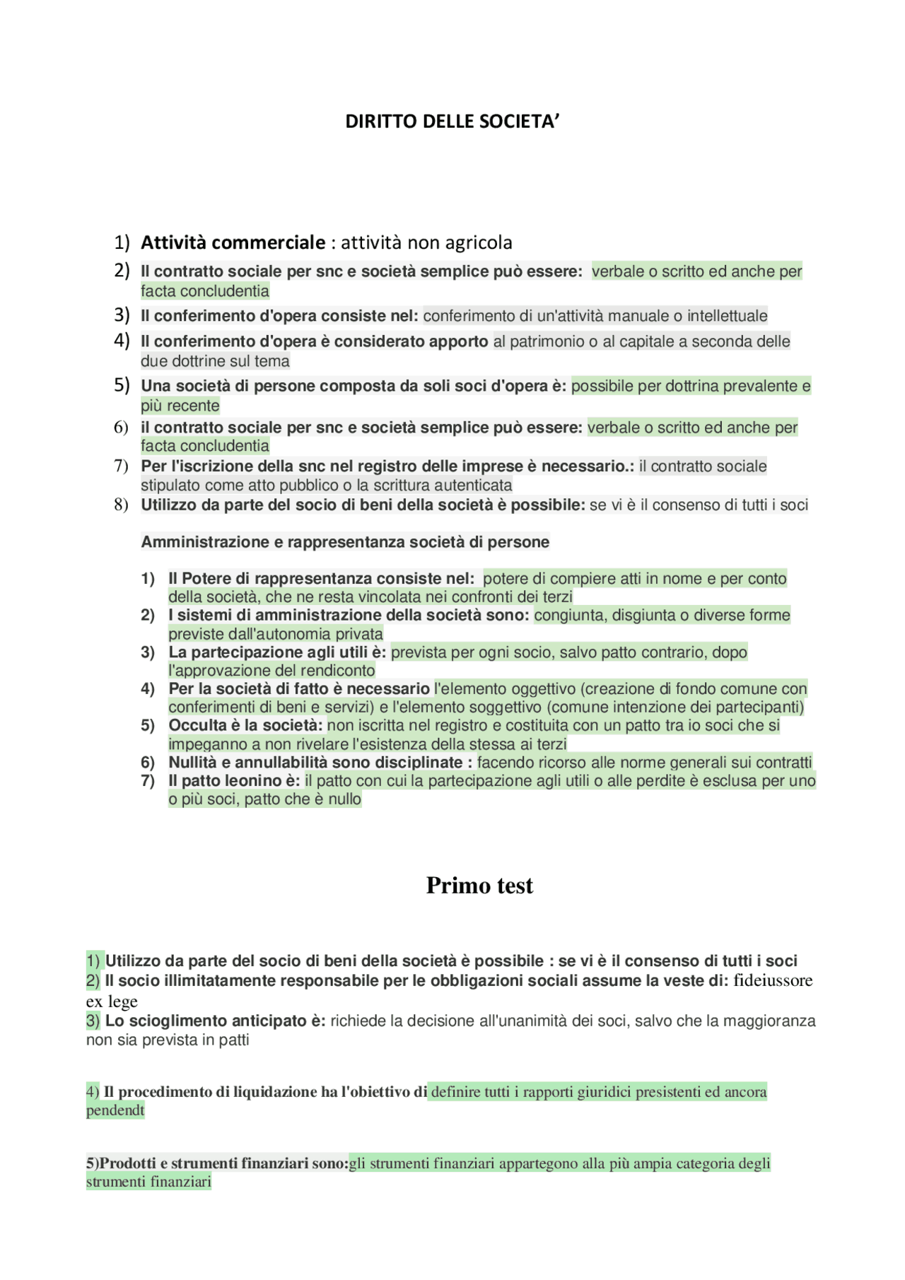 Diritto Delle Società 2021 Docsity