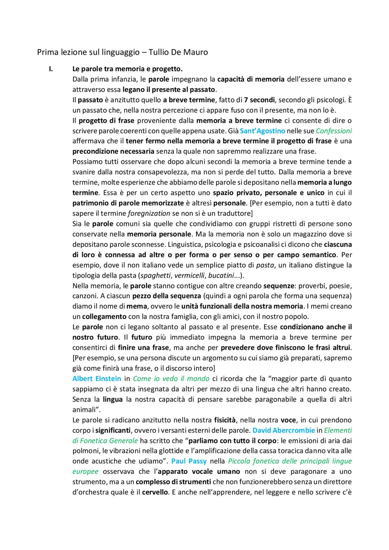Sintesi Accurata Di Prima Lezione Sul Linguaggio Docsity