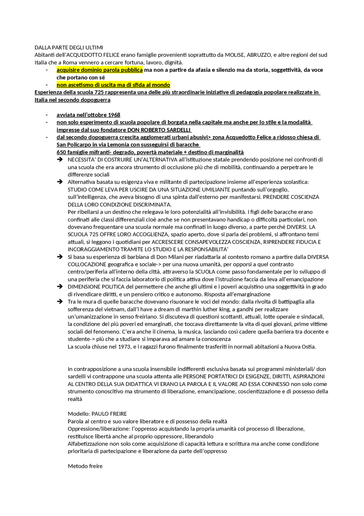 Riassunto Libro Dalla Parte Degli Ultimi Docsity
