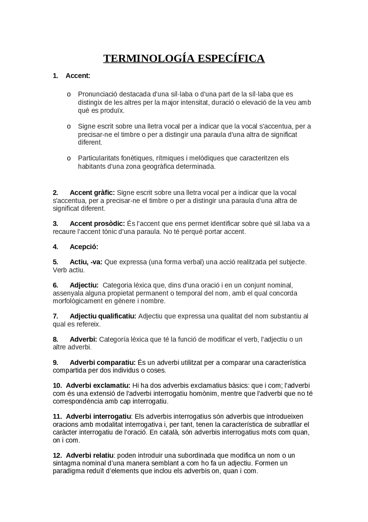 Glossari-terminología específica - Docsity