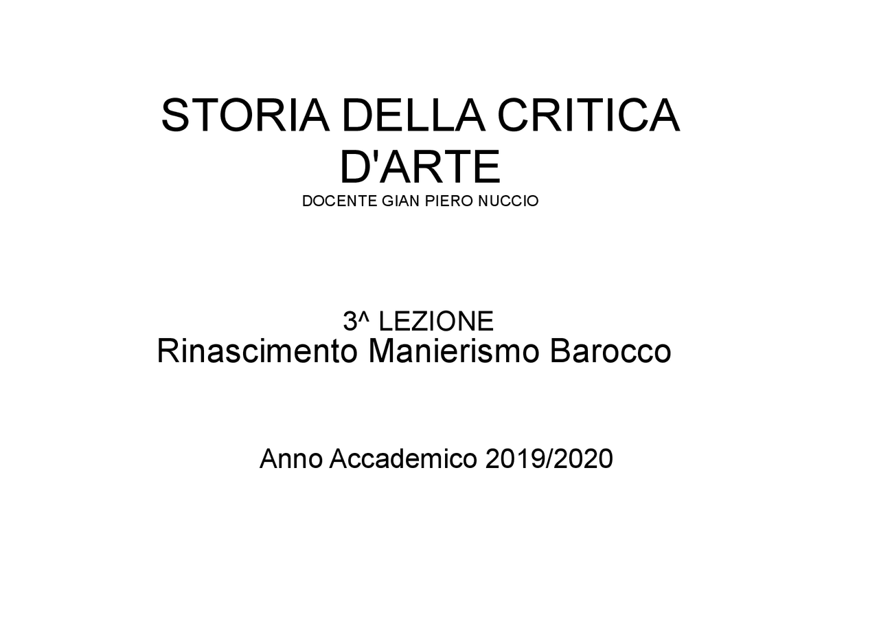 Barocco E Manierismo Docsity