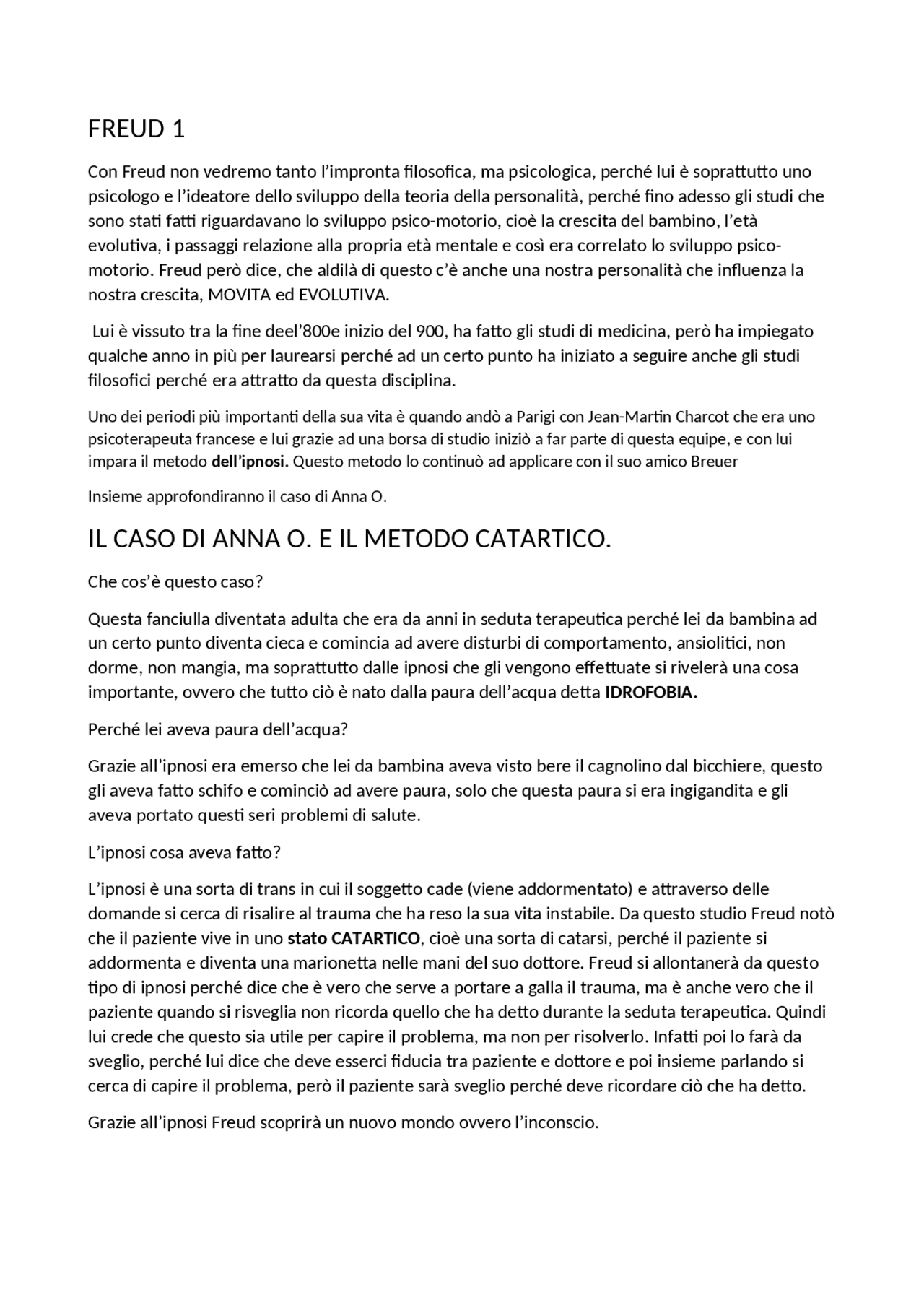 Freud Rissunto Breve Liceo Linguistico 2020 Docsity