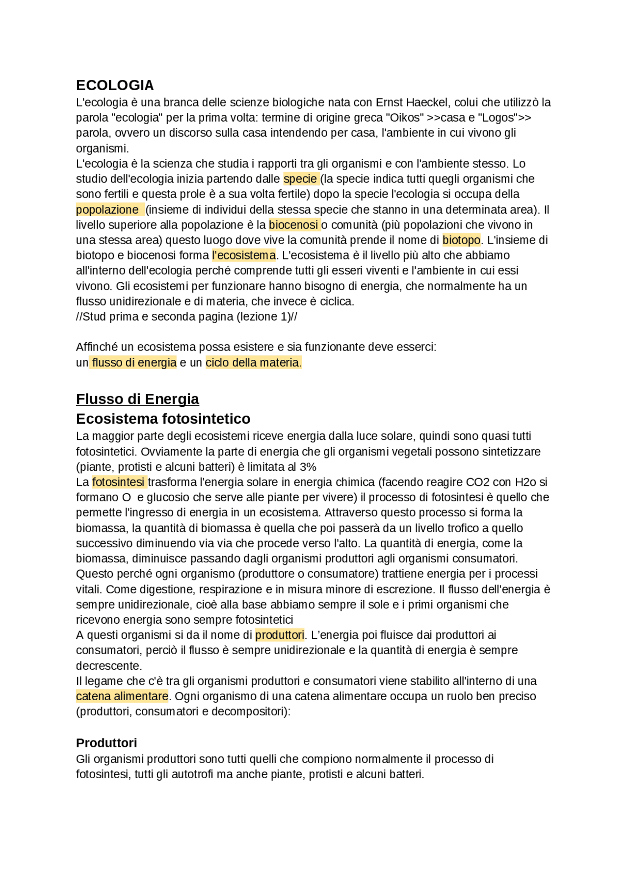 Appunti Di Scienze Della Terra Ecologia Docsity