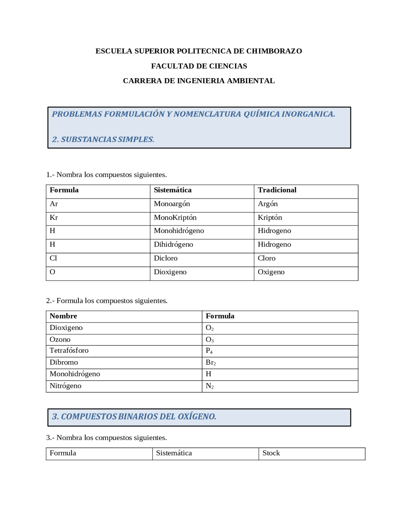 Nomenclatura Básicatradicional Stock Iupac Docsity