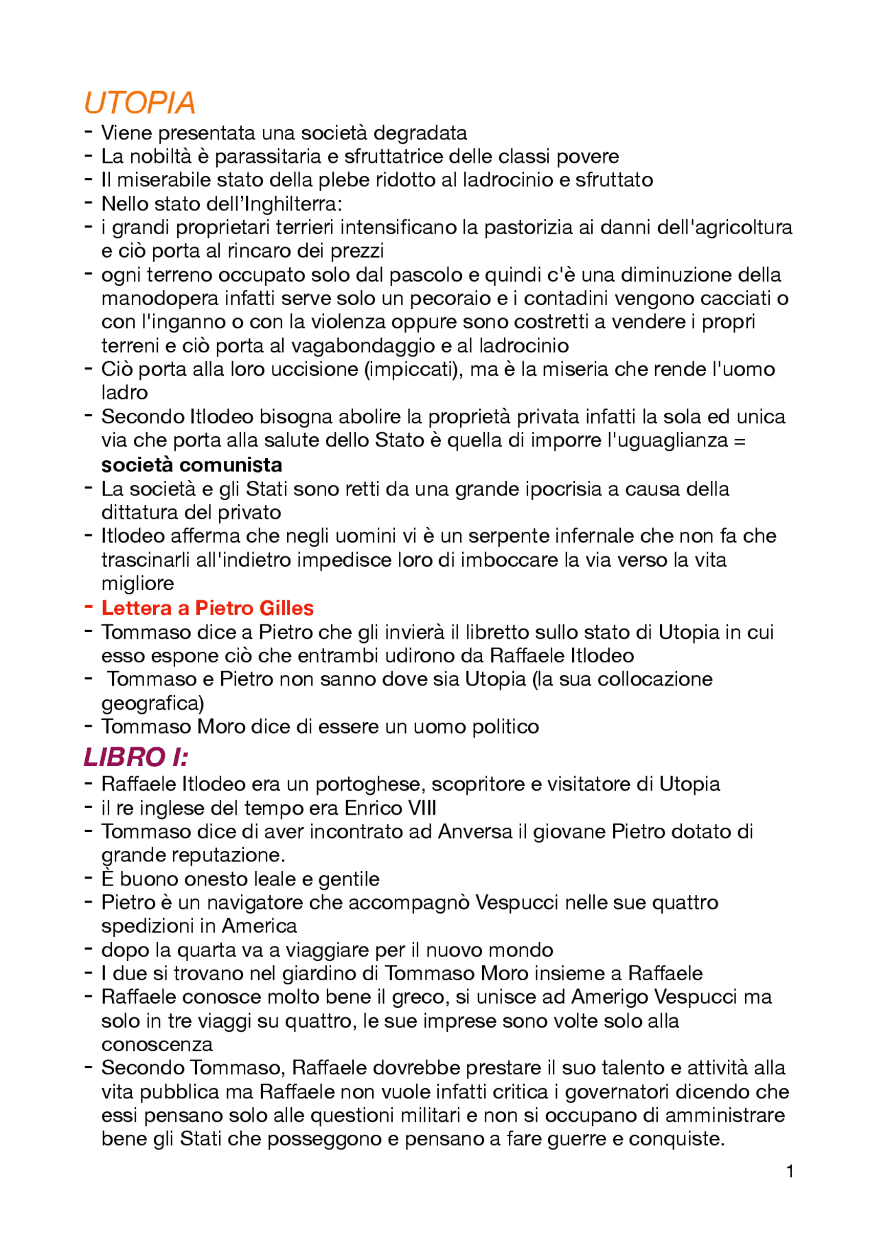 Riassunto Per Paragrafi Di Utopia Di Tommaso Moro Docsity