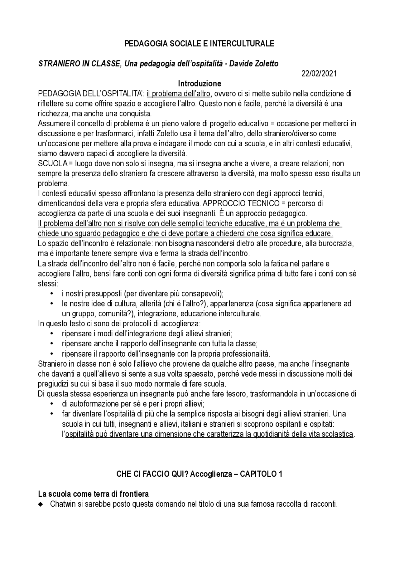 Straniero In Classe Zoletti Docsity