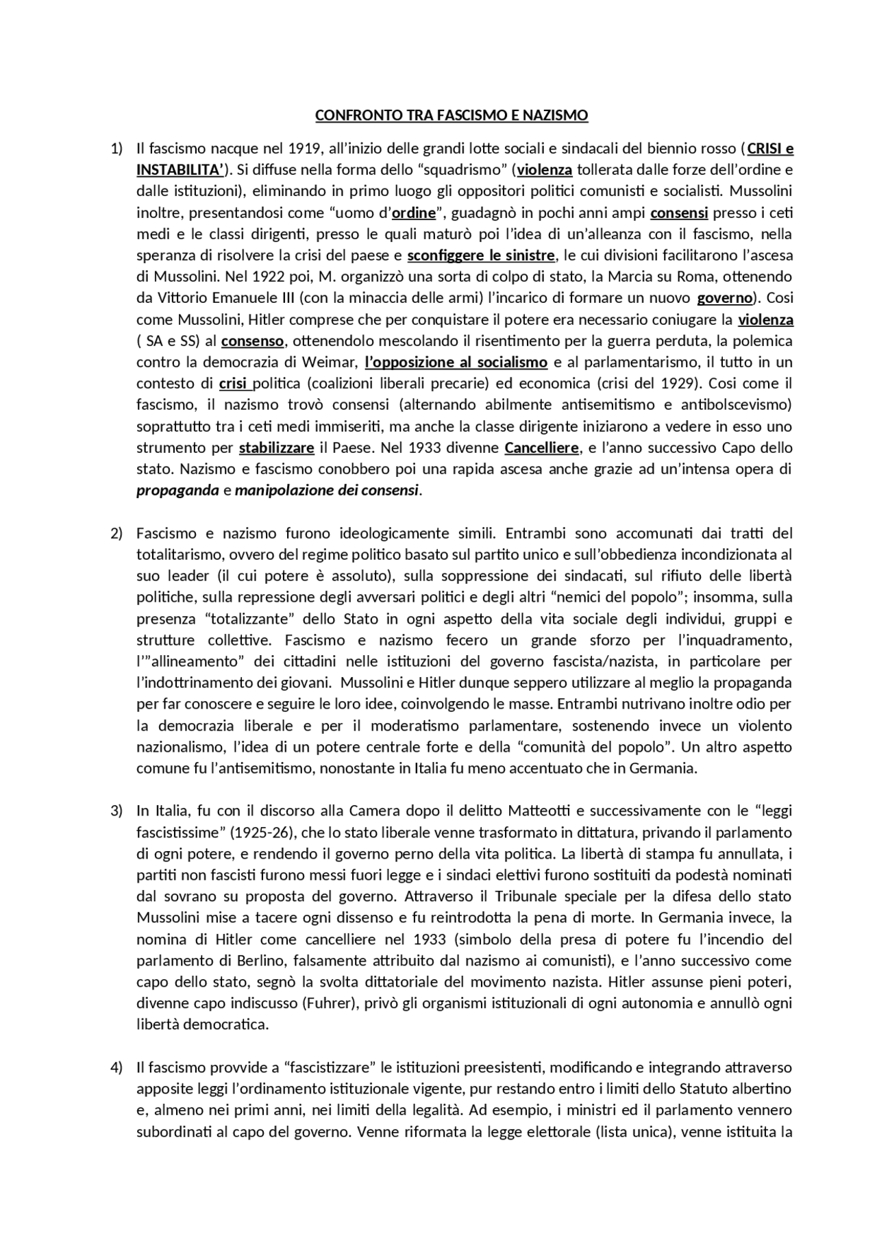 Fascismo E Nazismo Confronto Docsity