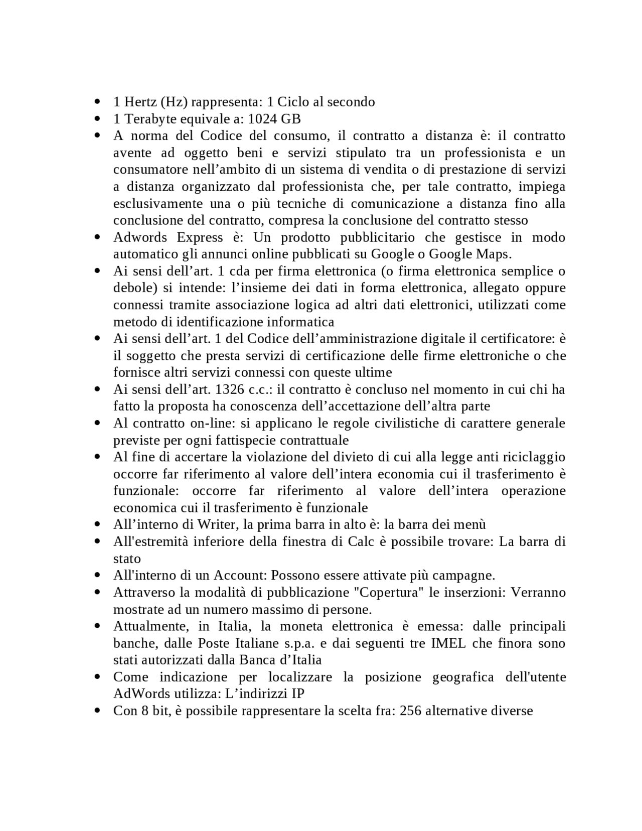 Prova Di Abilità Informatica Università Telematica Pegaso Docsity