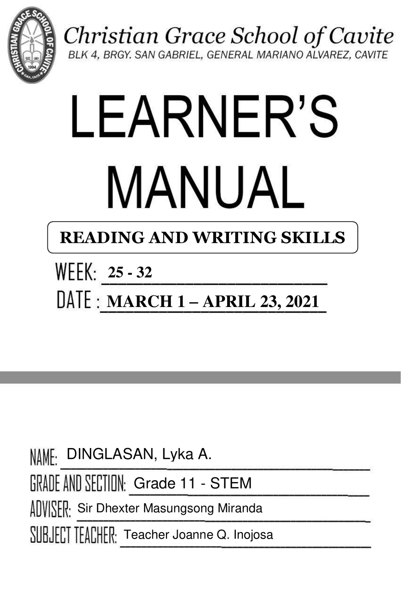 Reading And Writing Activity Docsity