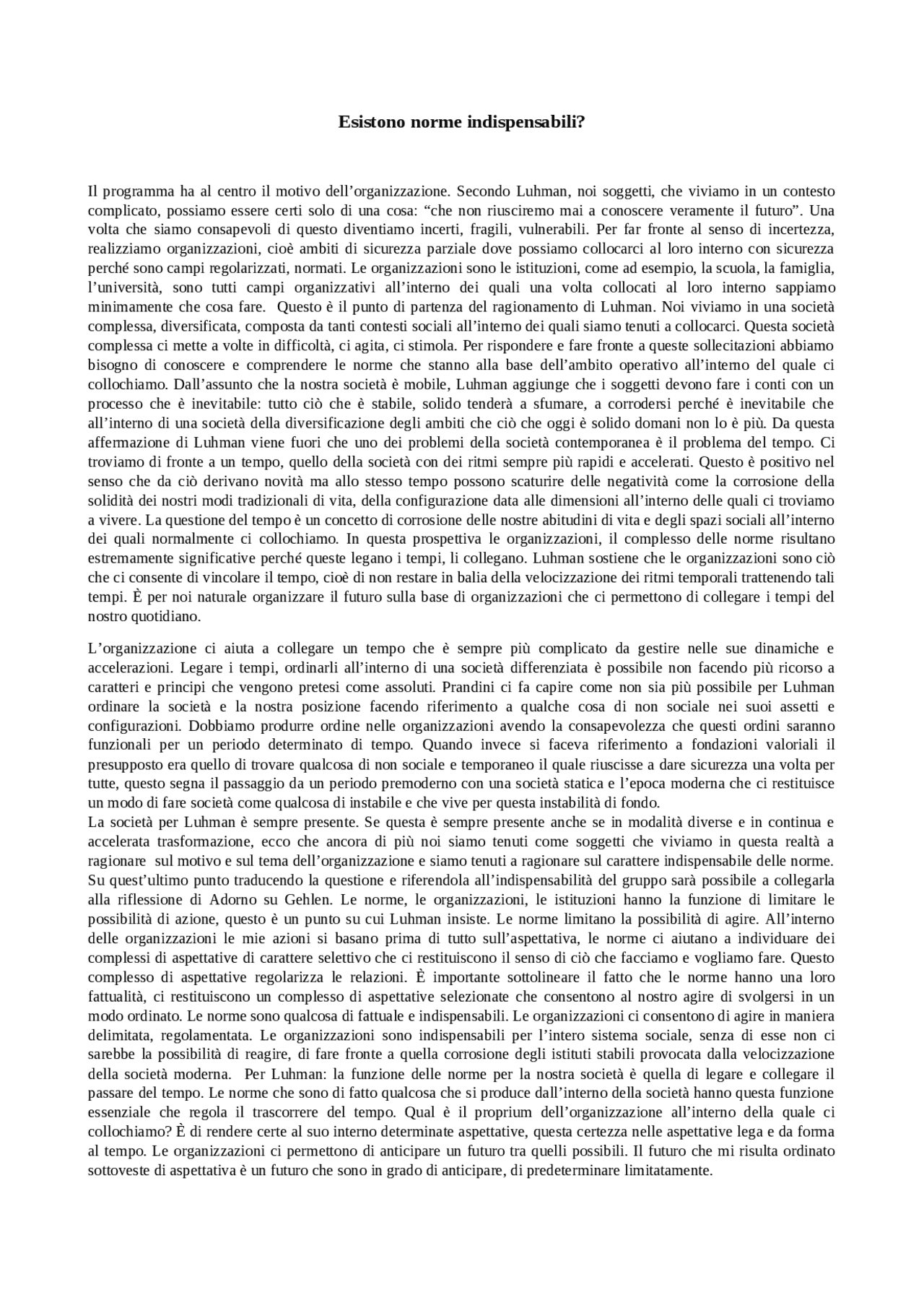 Esistono Norme Indispensabili Docsity
