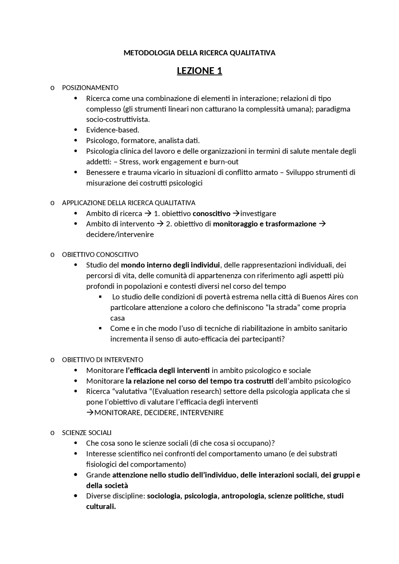 Appunti Slide Di Metodologia Della Ricerca Qualitativa I Docsity