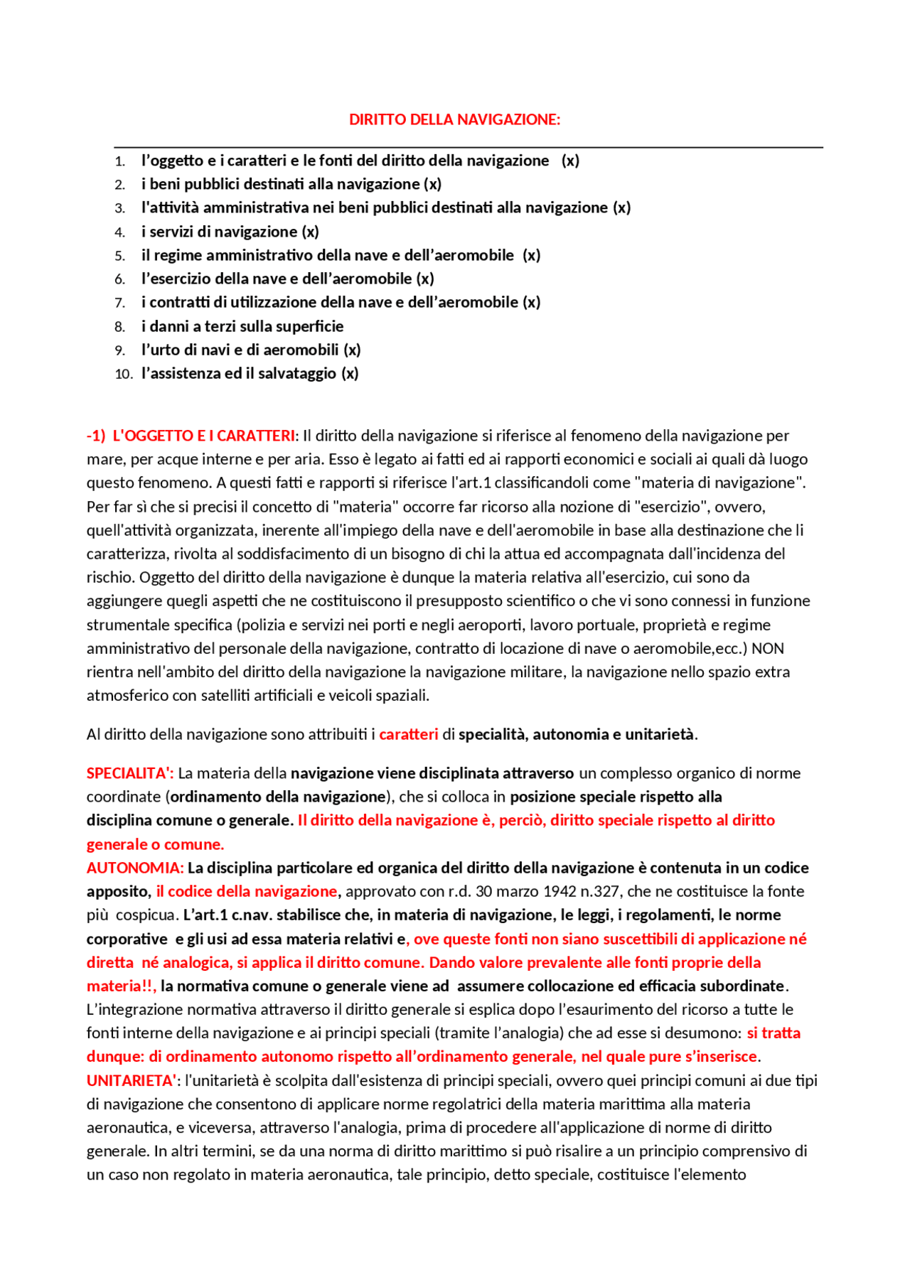 Riassunto Breviario Di Diritto Della Navigazione Docsity