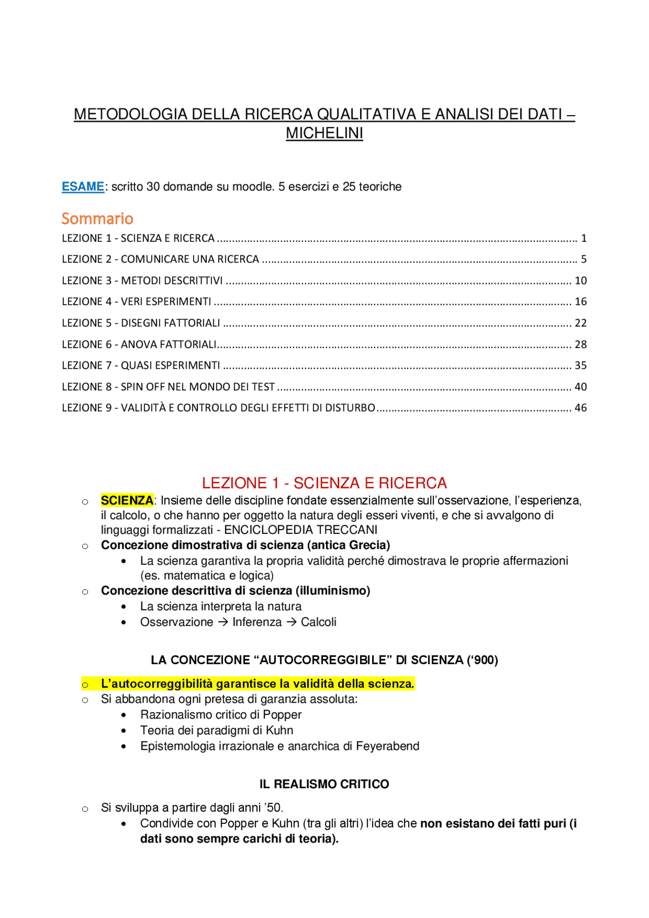 Metodologia Della Ricerca Quantitativa E Analisi Dei Dati Docsity