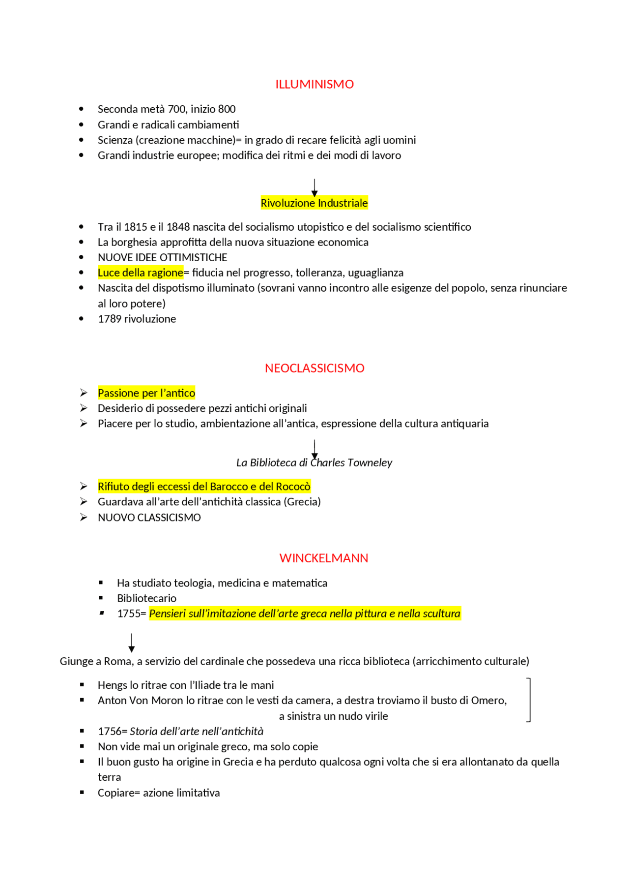 Illuminismo E Neoclassicismo Docsity