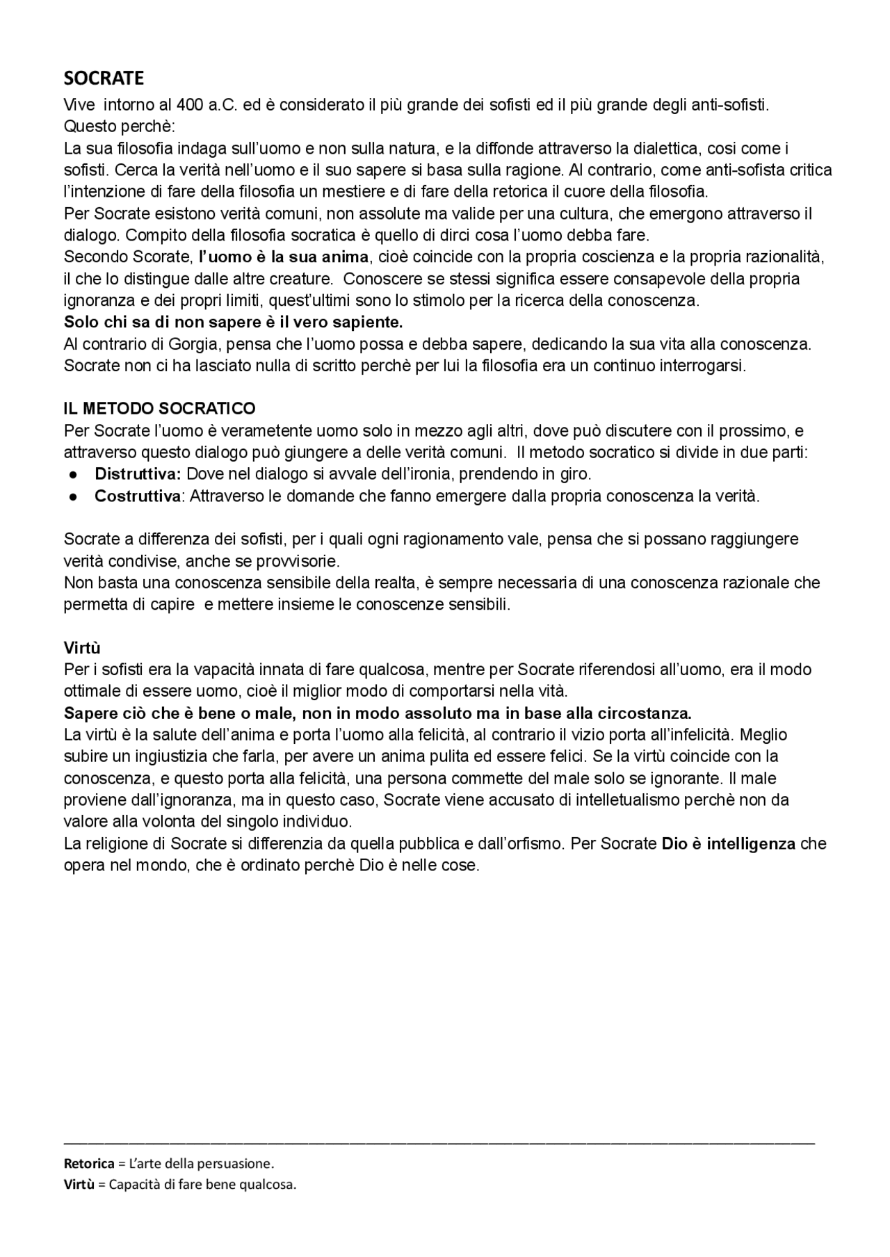 Il pensiero filosofico di Socrate - Docsity