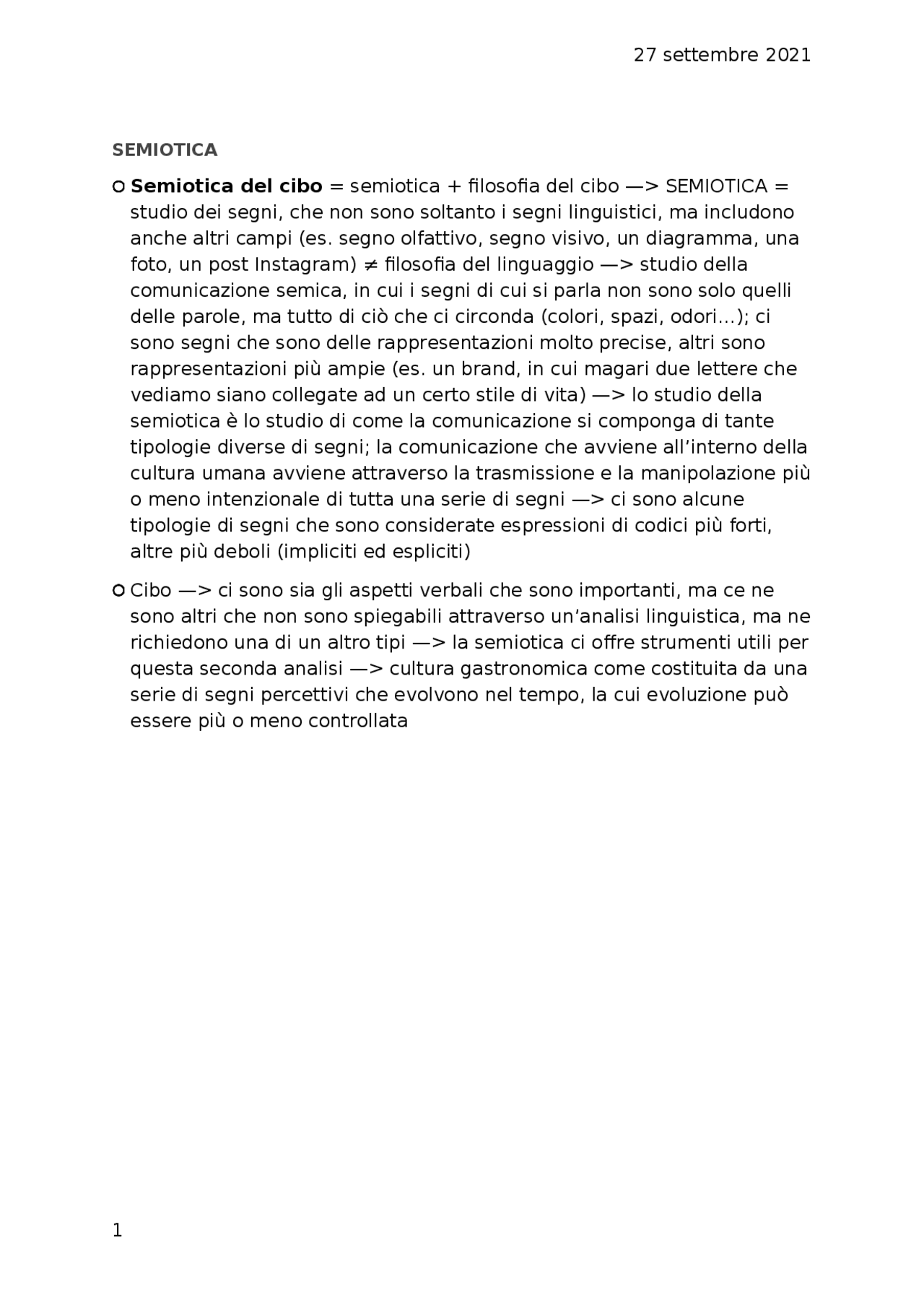 Appunti Lezione 1 Semiotica Docsity