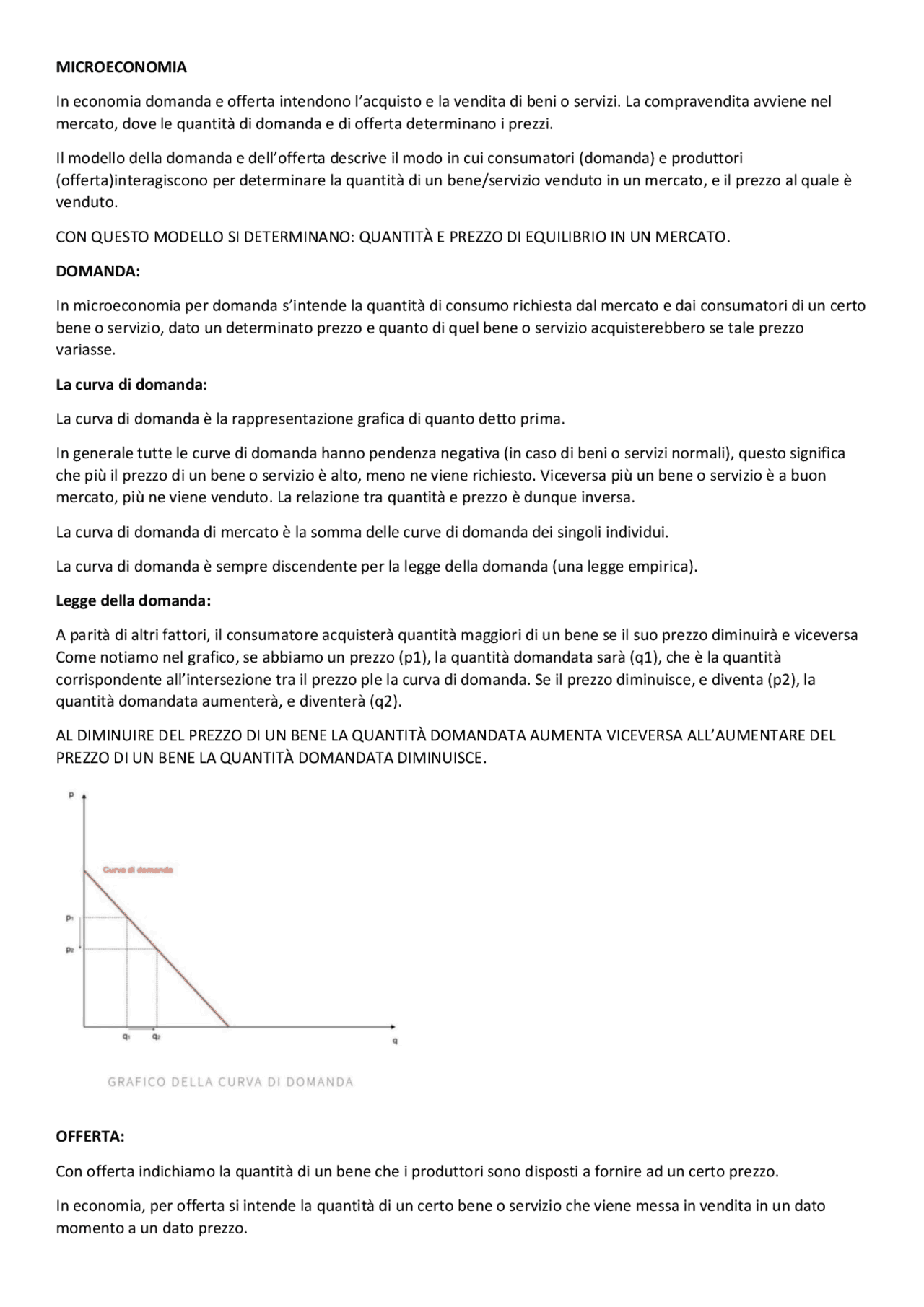 Domanda E Offerta Microeconomia Docsity