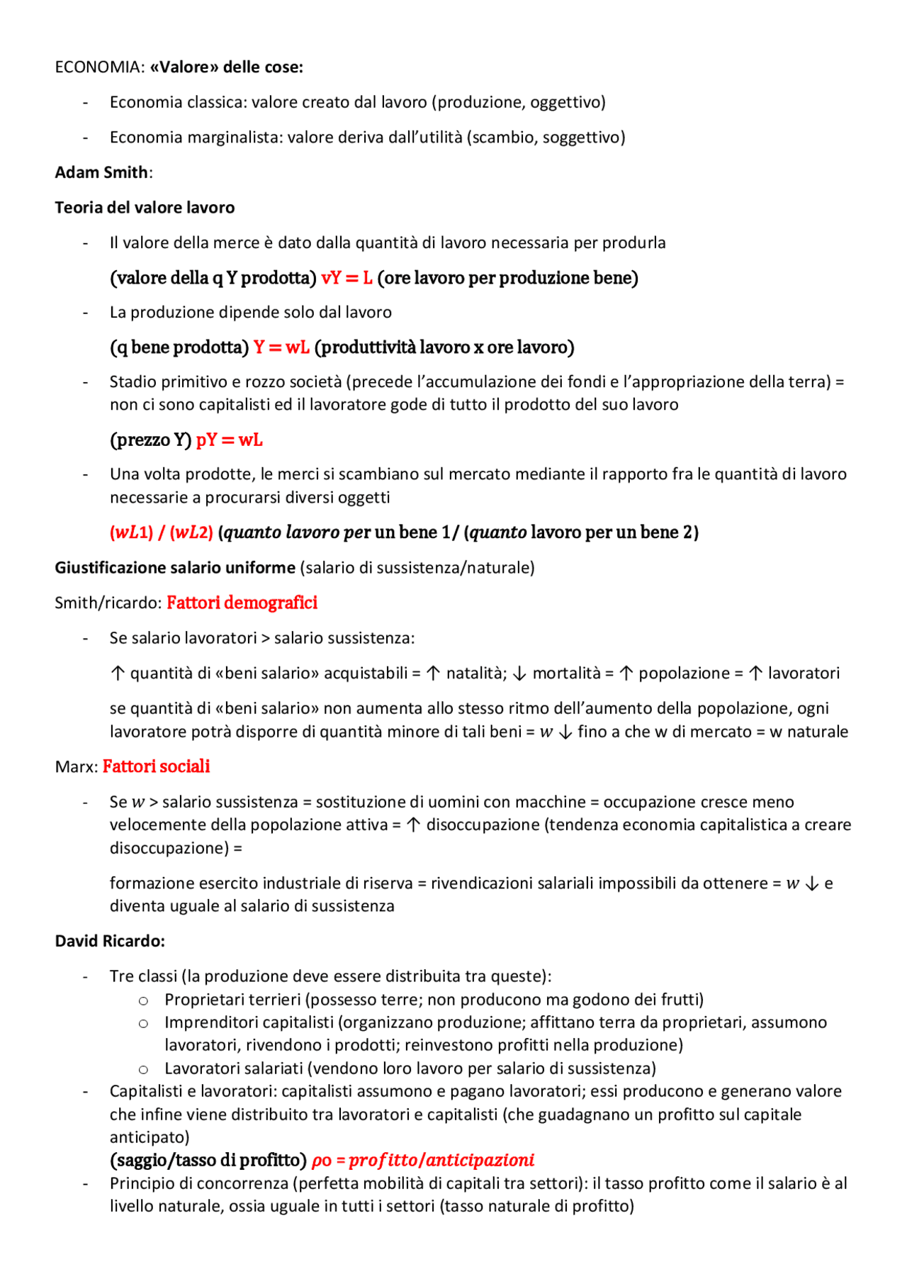 Economia Classica Appunti Schemi E Mappe Concettuali Di Microeconomia