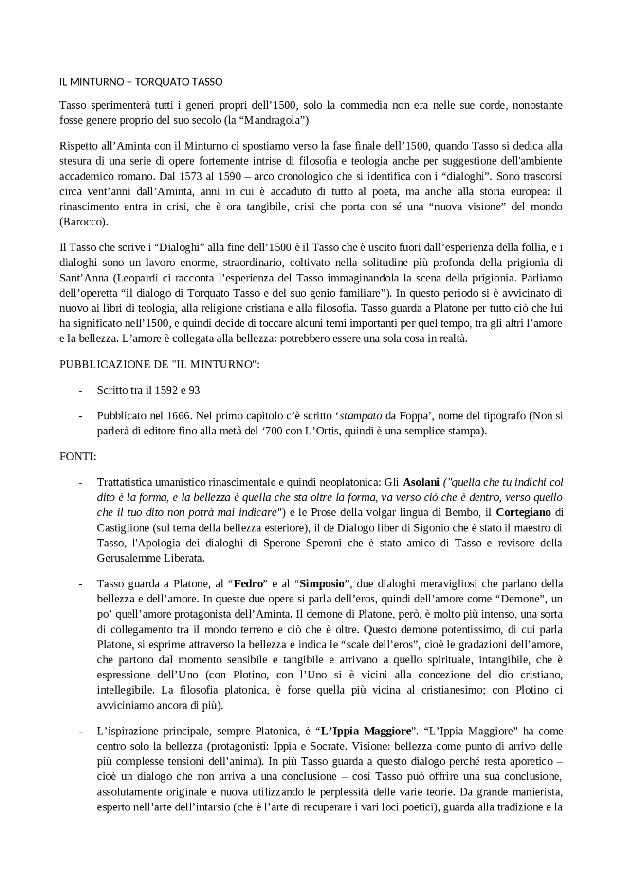 Il Minturno Torquato Tasso Docsity