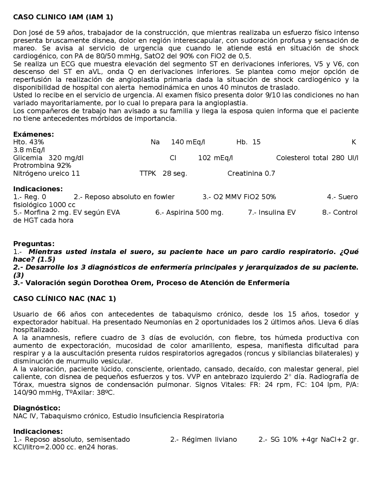 Casos Clínicos Enfermería Docsity