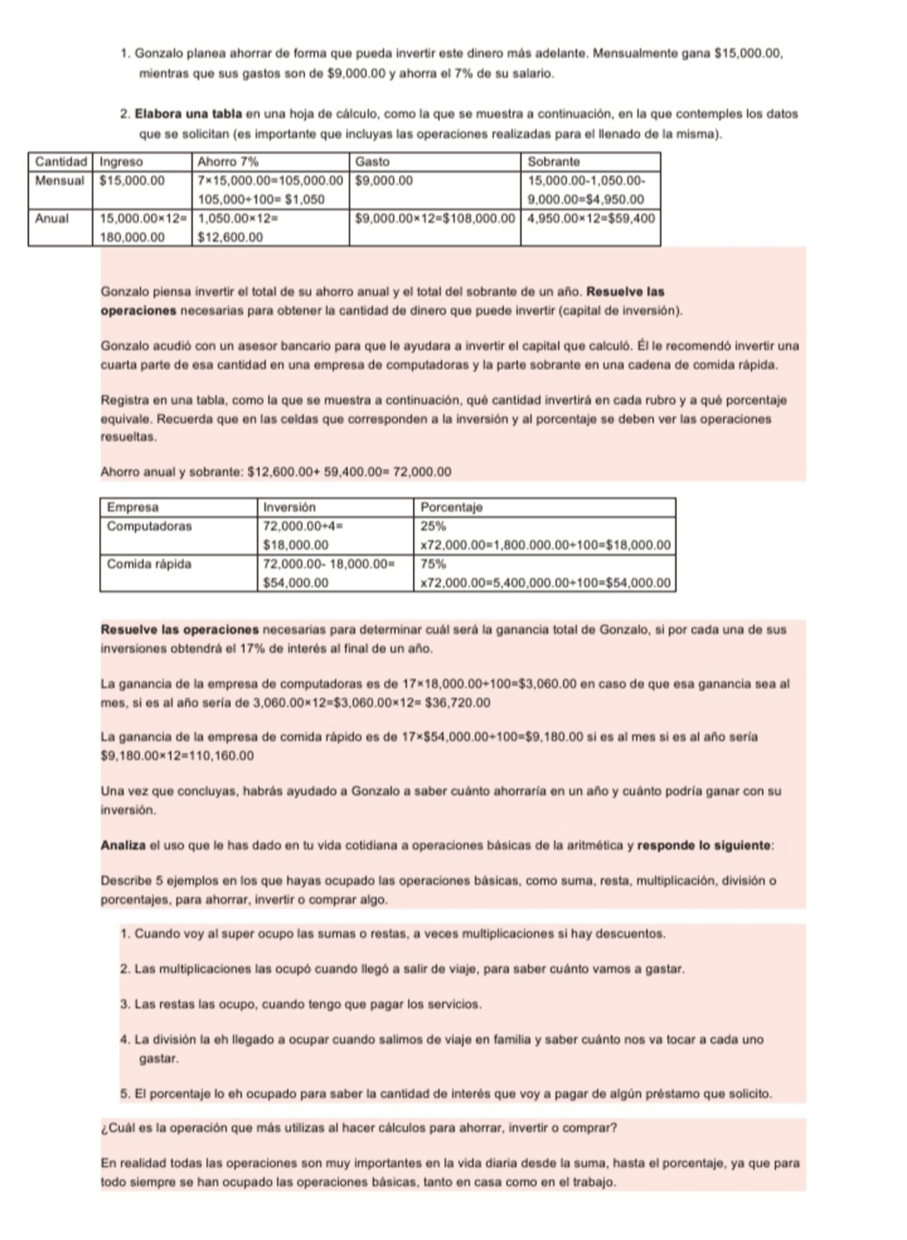Actividad Integradora 2 Ejercicios De Matemáticas Docsity