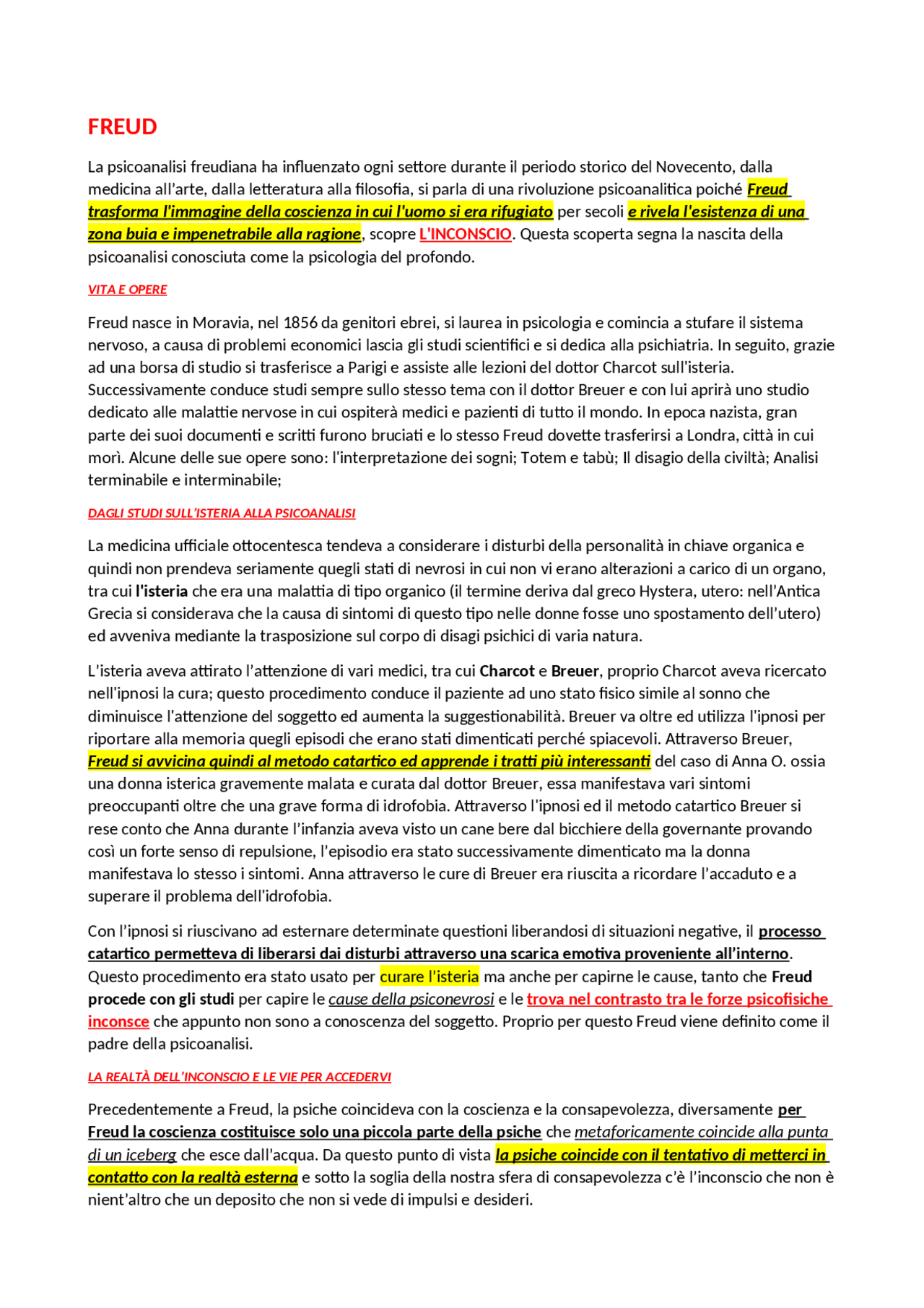 Vita E Pensiero Di Freud Appunti Di Filosofia Docsity