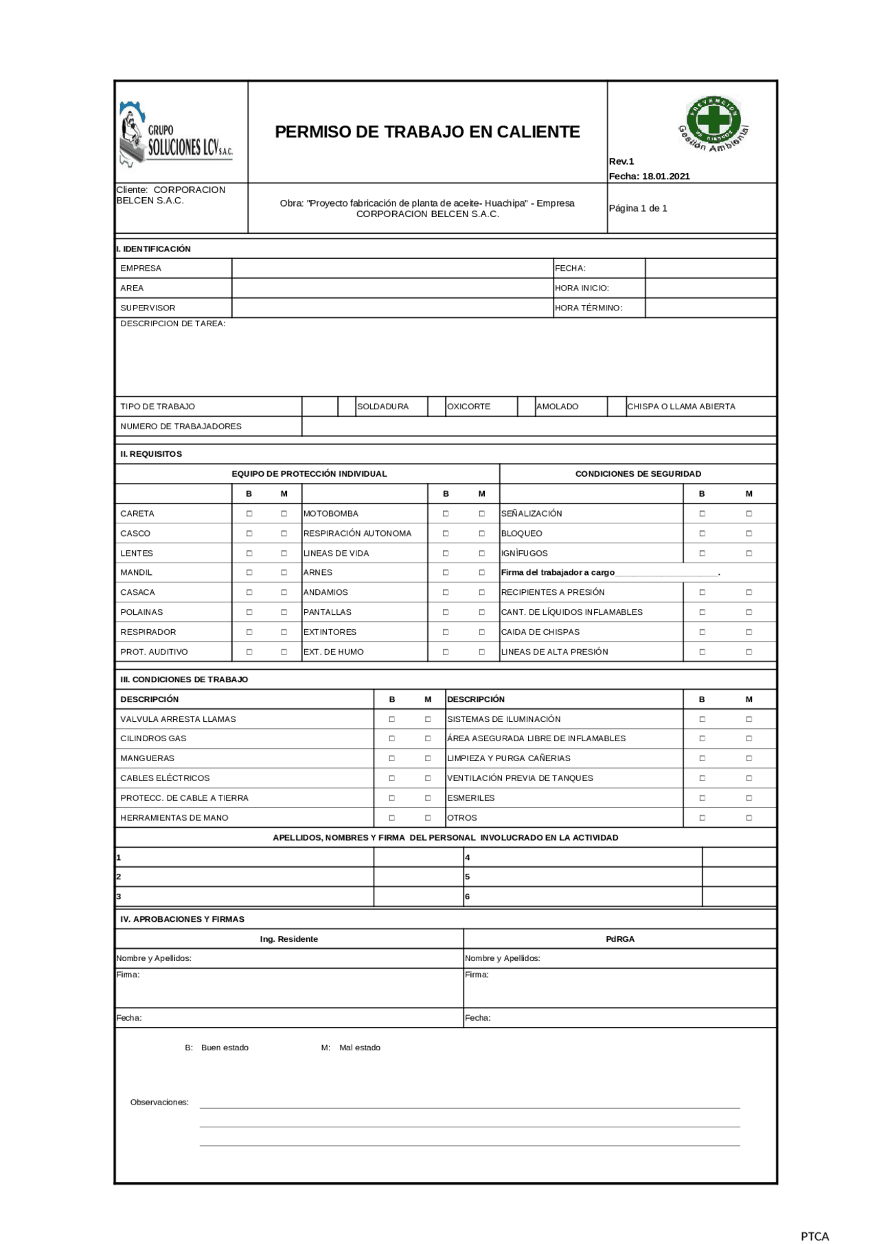 Formato Para Trabajo En Caliente Image To Uformato De Trabajo Para ...