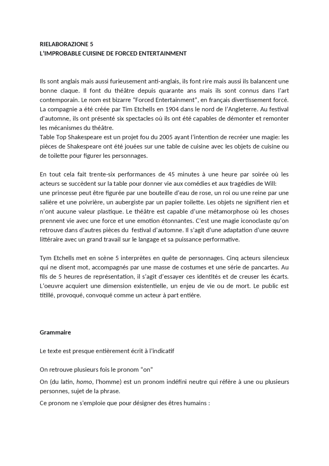 Esercitazioni Francese Docsity