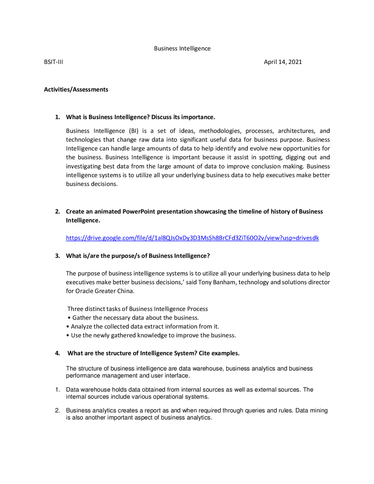 Business Intelligence Docsity