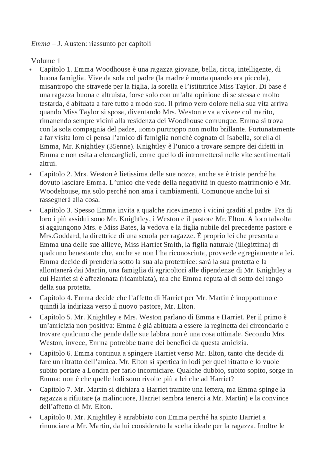 Sintesi Dettagliata Emma Di Jane Austen Docsity
