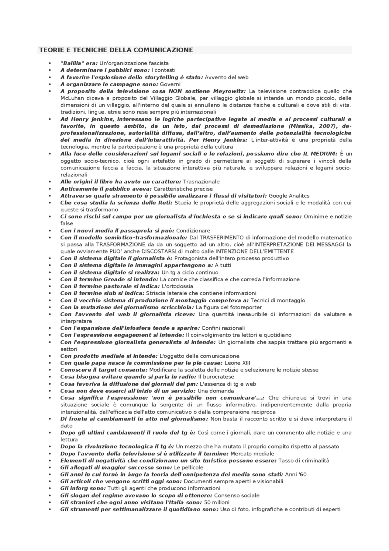 Teorie E Tecniche Della Comunicazione Pegaso Docsity