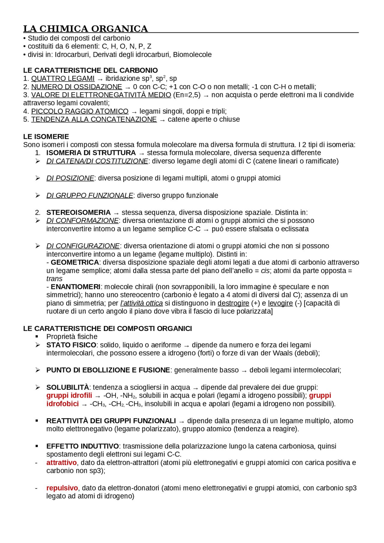 Chimica Organica Derivati Degli Idrocarburi Docsity