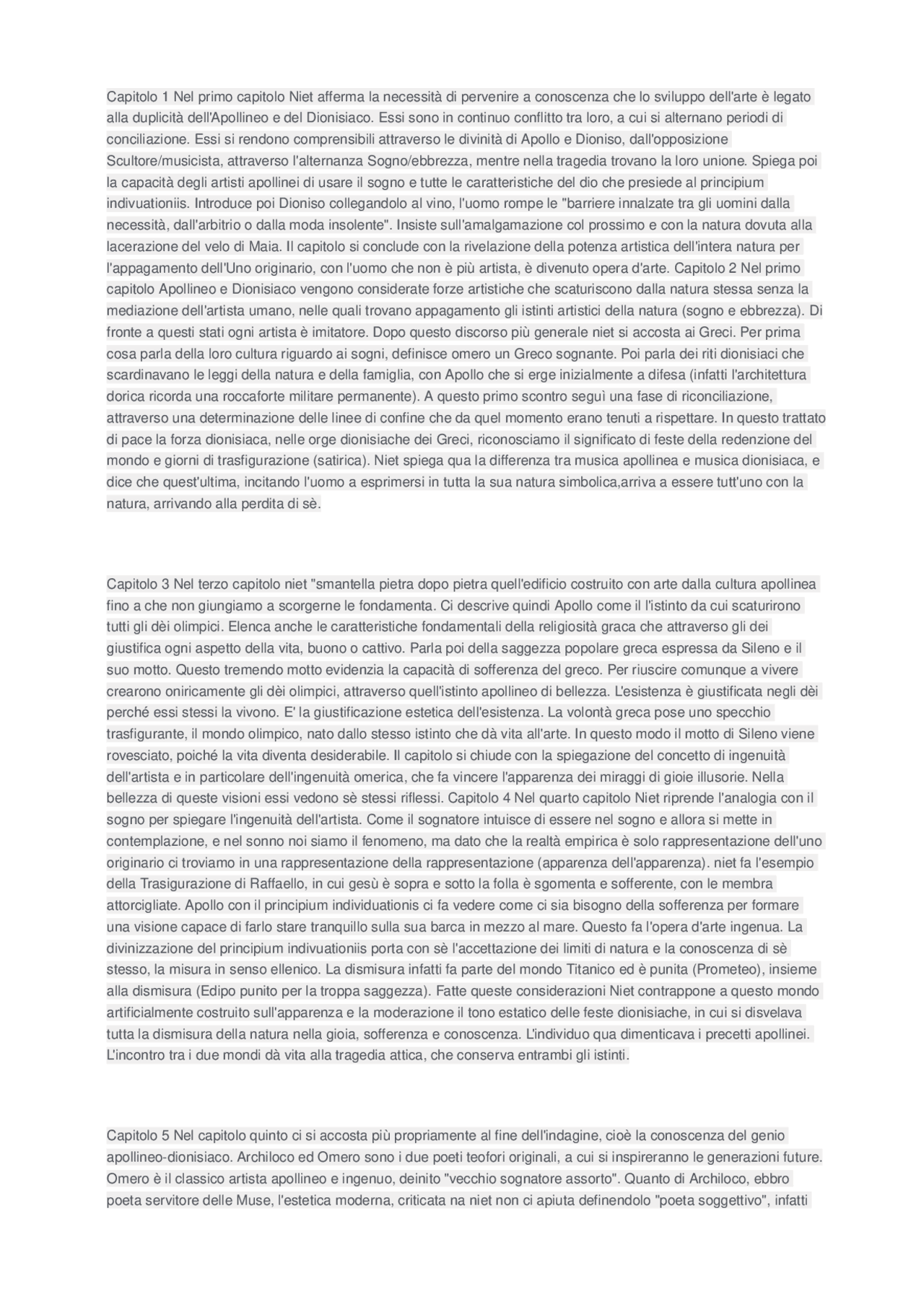 Schemi Nascita Della Tragedia Docsity