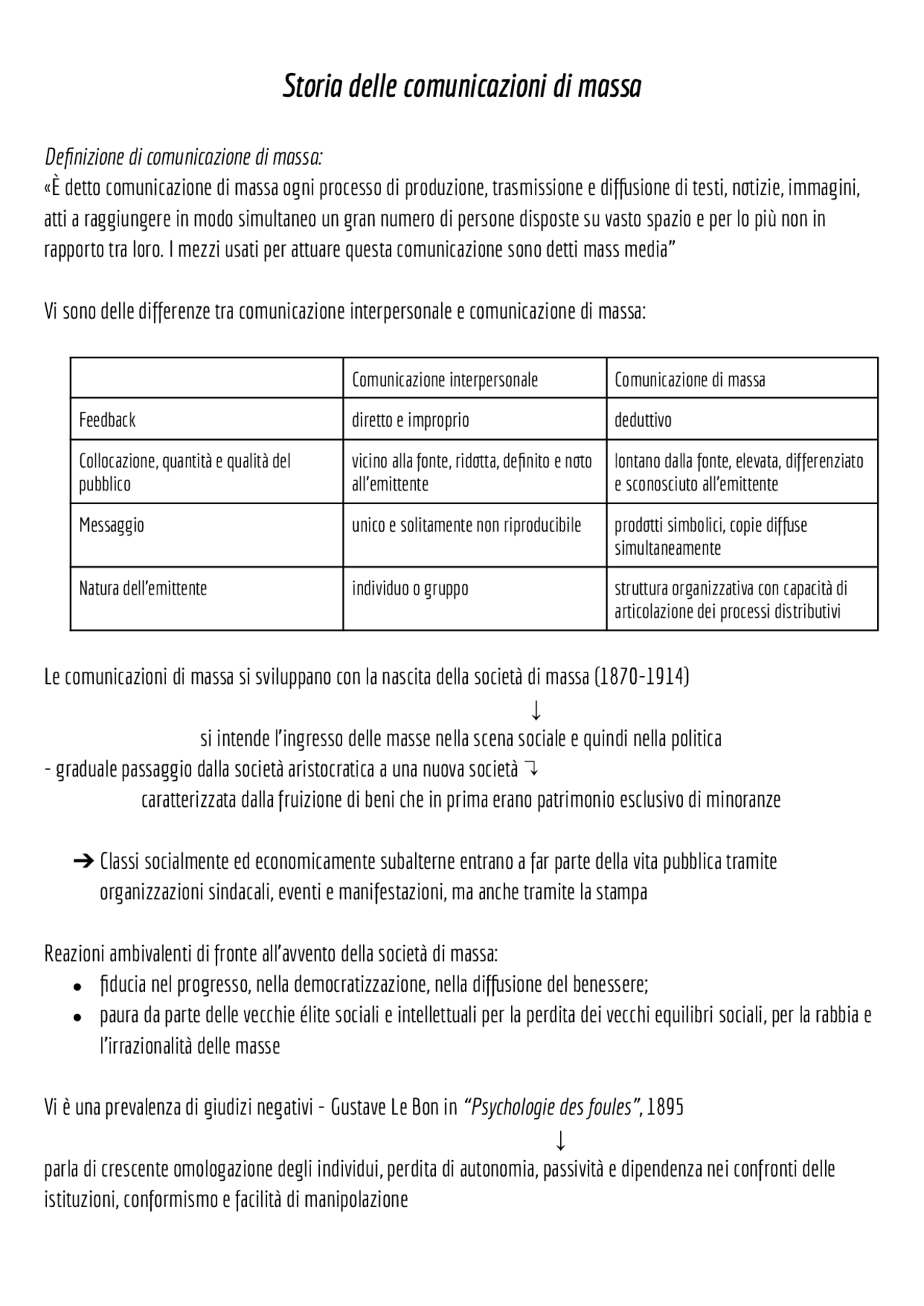 Appunti Corso Storia Delle Comunicazioni Di Massa Docsity