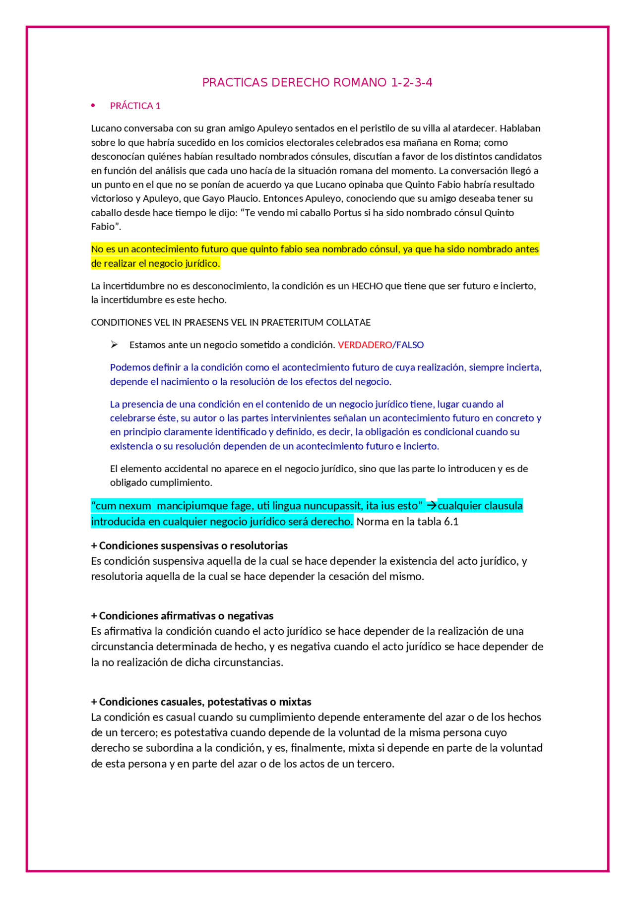 Casos Prácticos De Derecho Romano Ejercicios De Derecho Romano Docsity