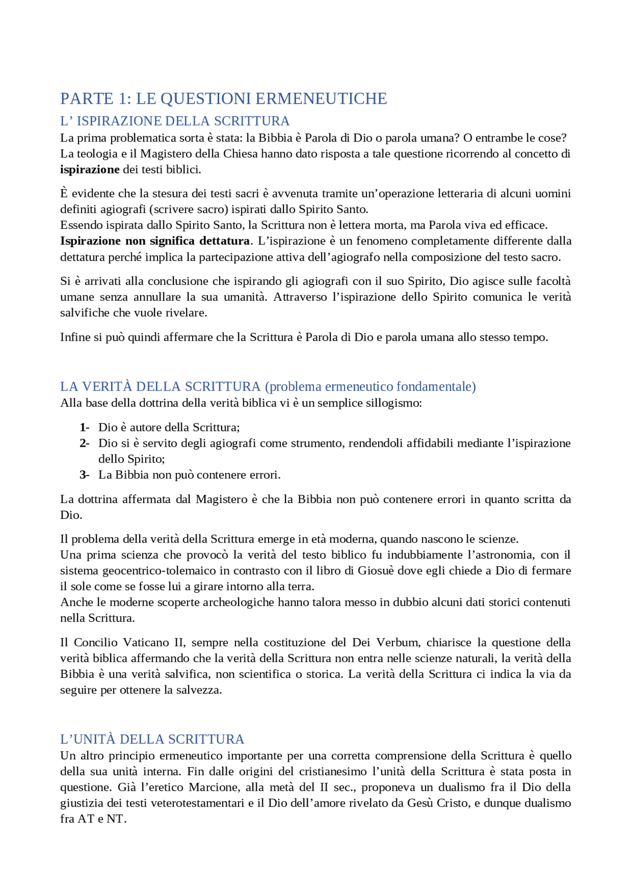 Teologia Della Sacra Scrittura Docsity