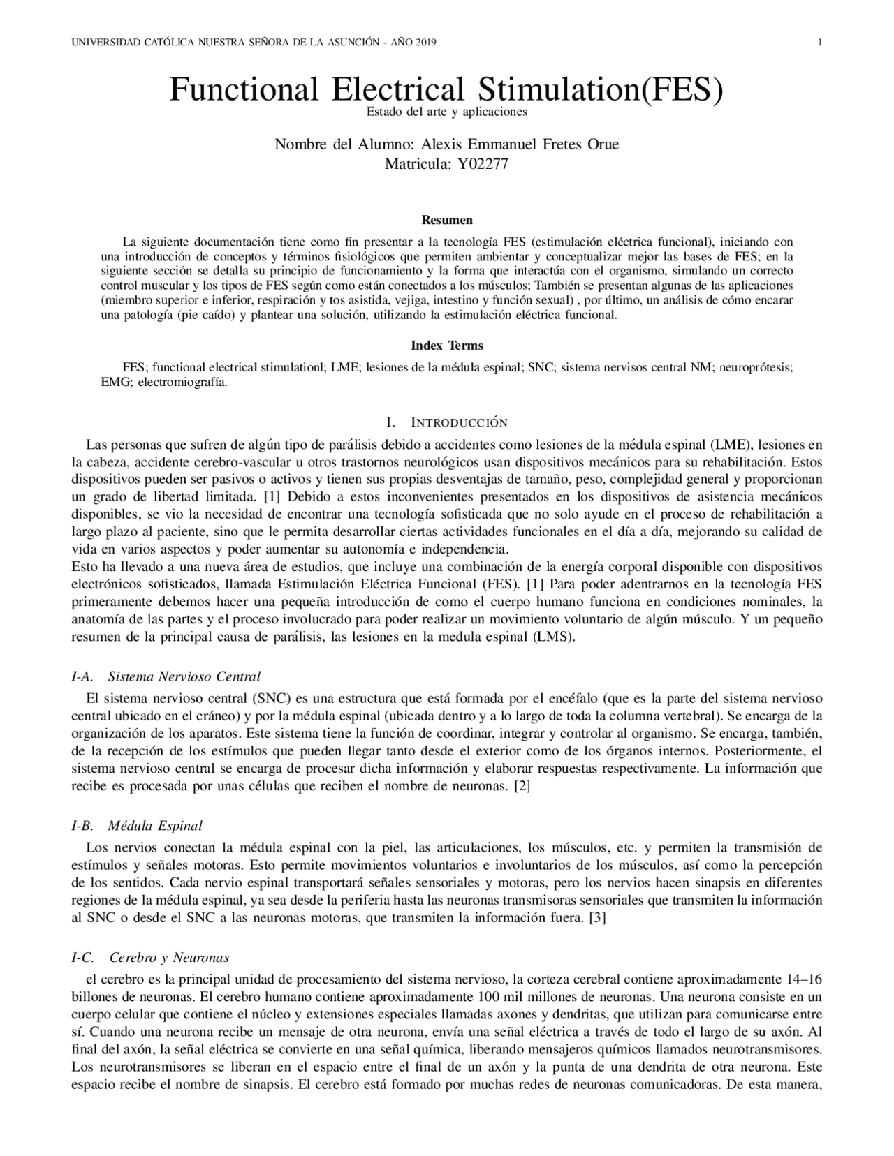 Functional Electrical Stimulation(FES) - Docsity