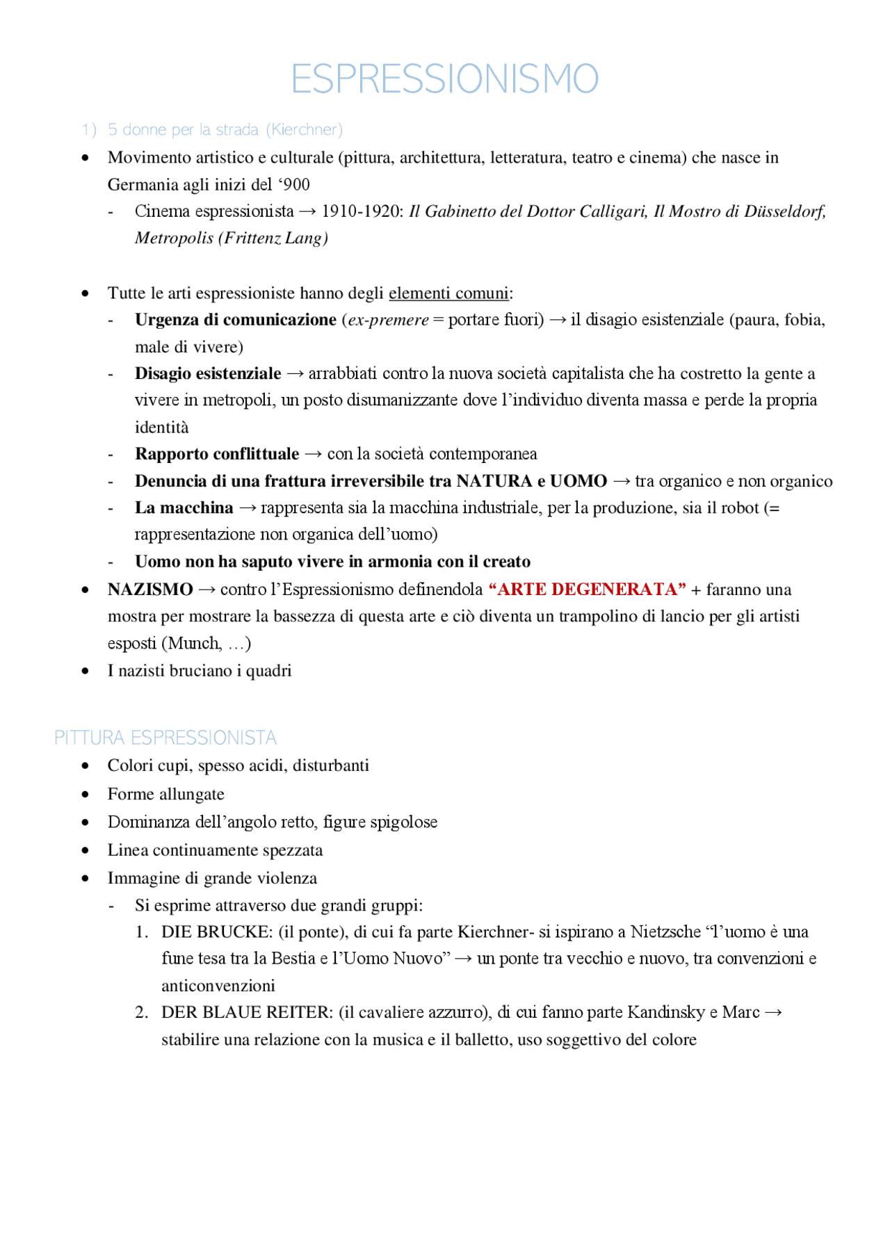 Espressionismo in arte - Docsity