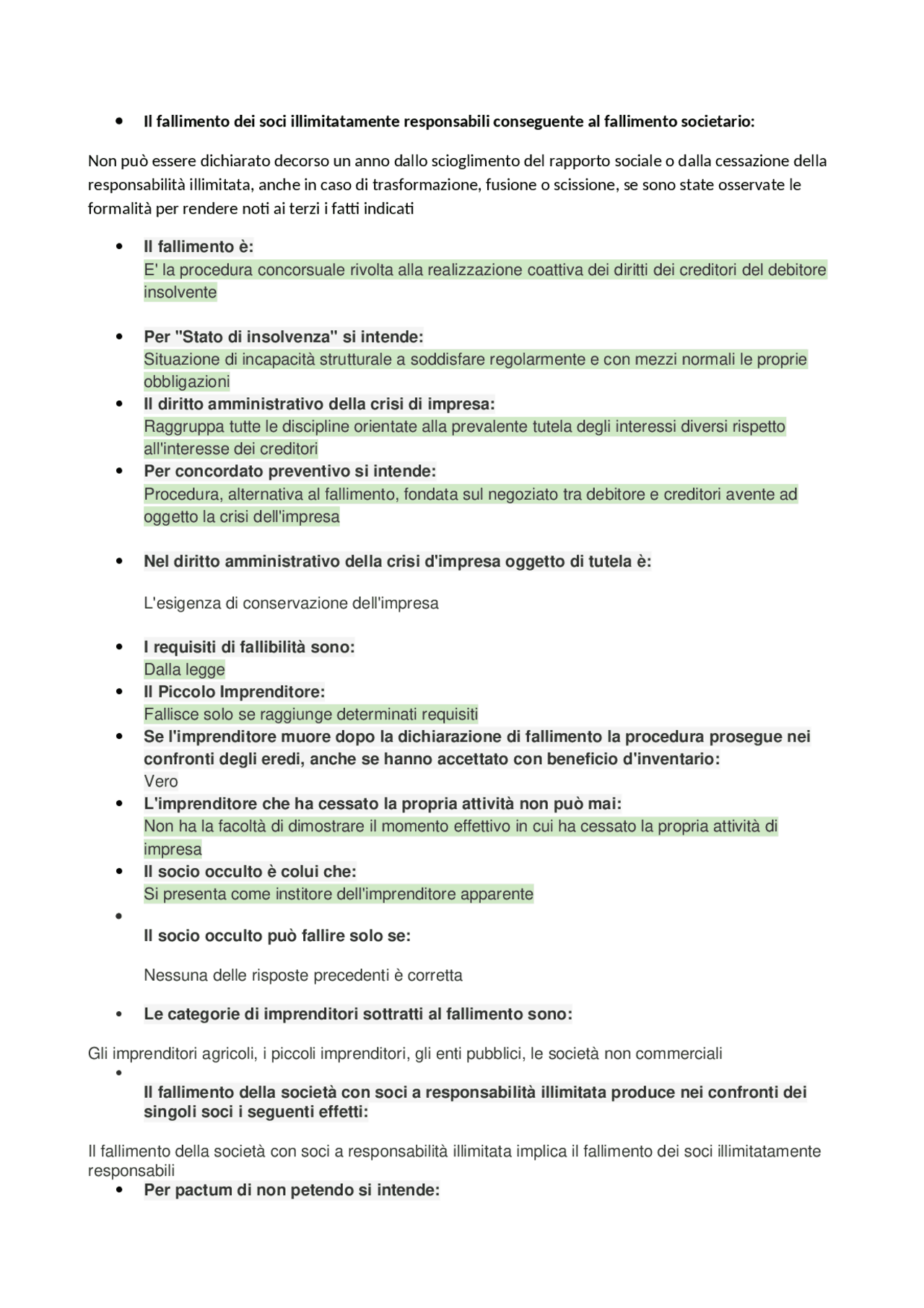 Diritto Fallimentare Panieri Docsity