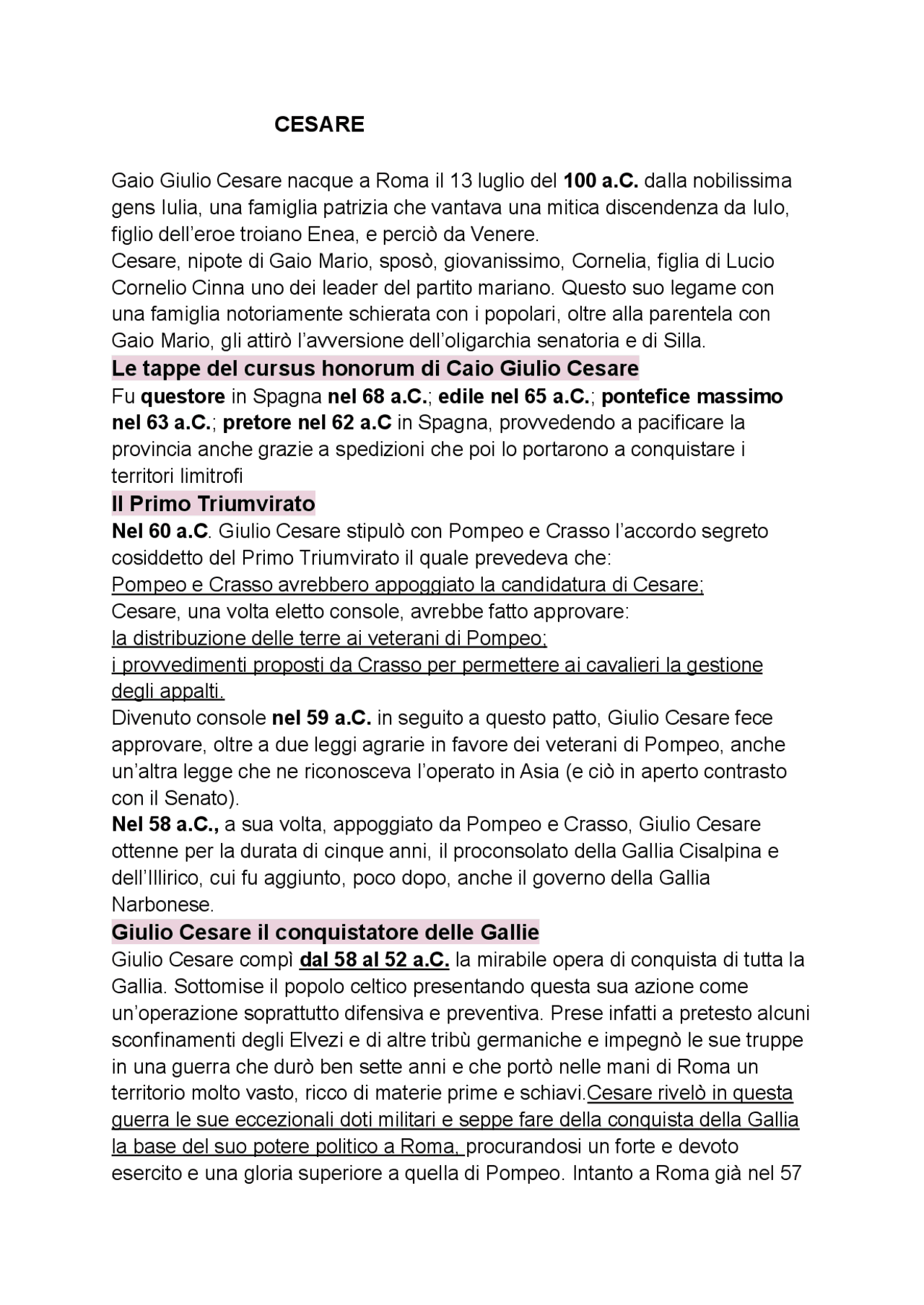 Cesare Vita E Opere Docsity
