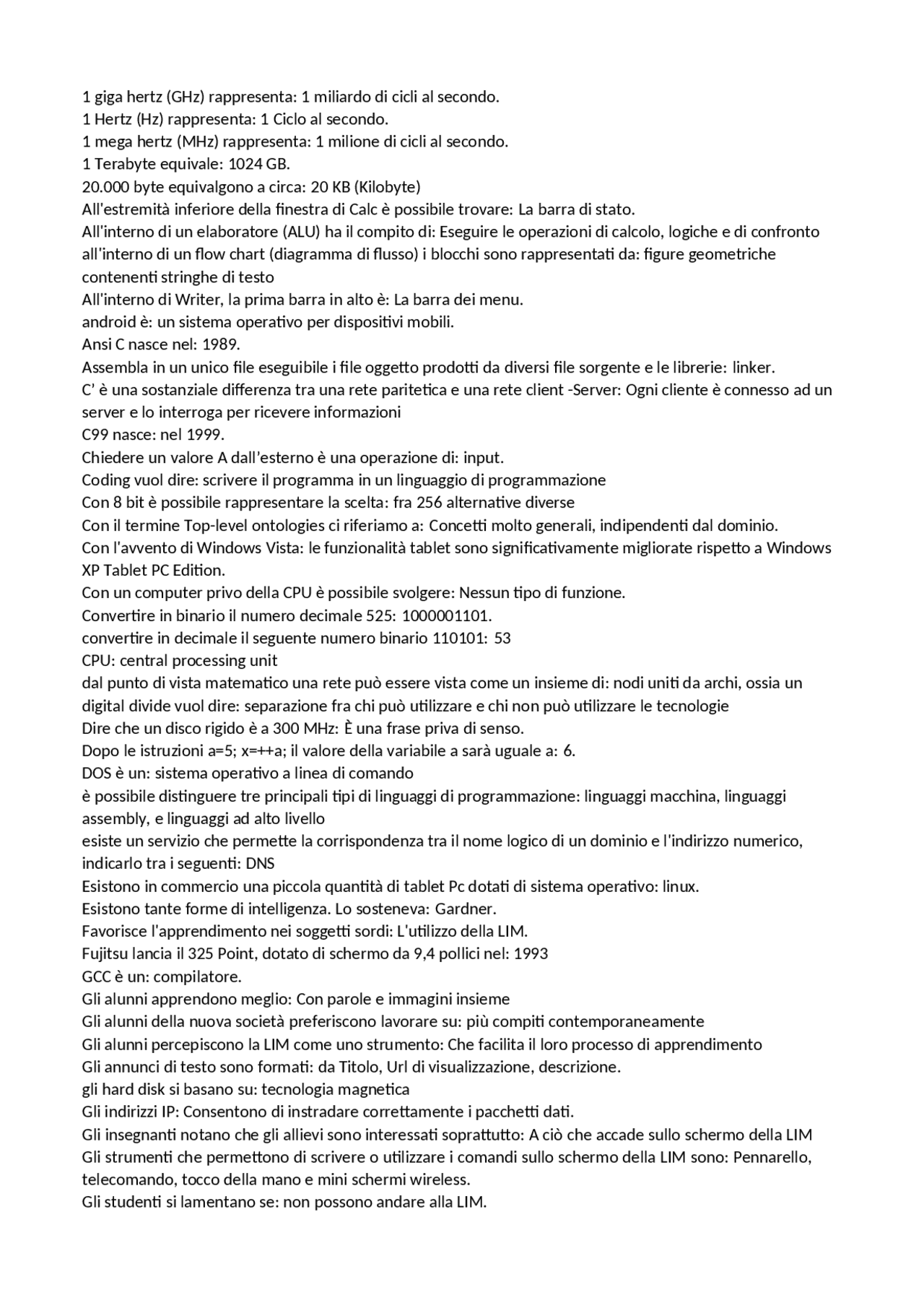 Informatica Agg A Novembre Scienze Economiche Lm 56 Pegaso Docsity